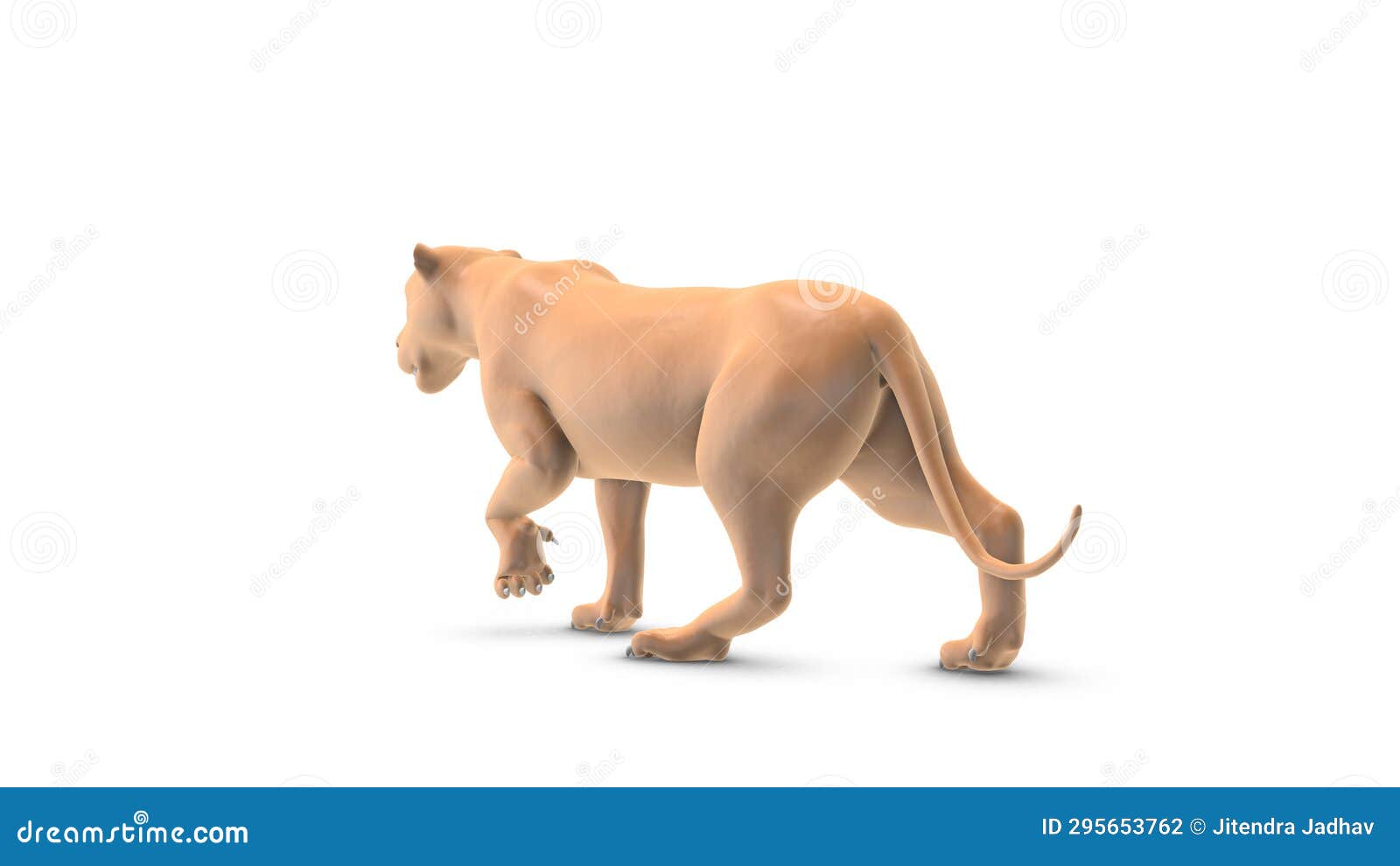 Walking Animated Lion on a White Background Stock Illustration ...