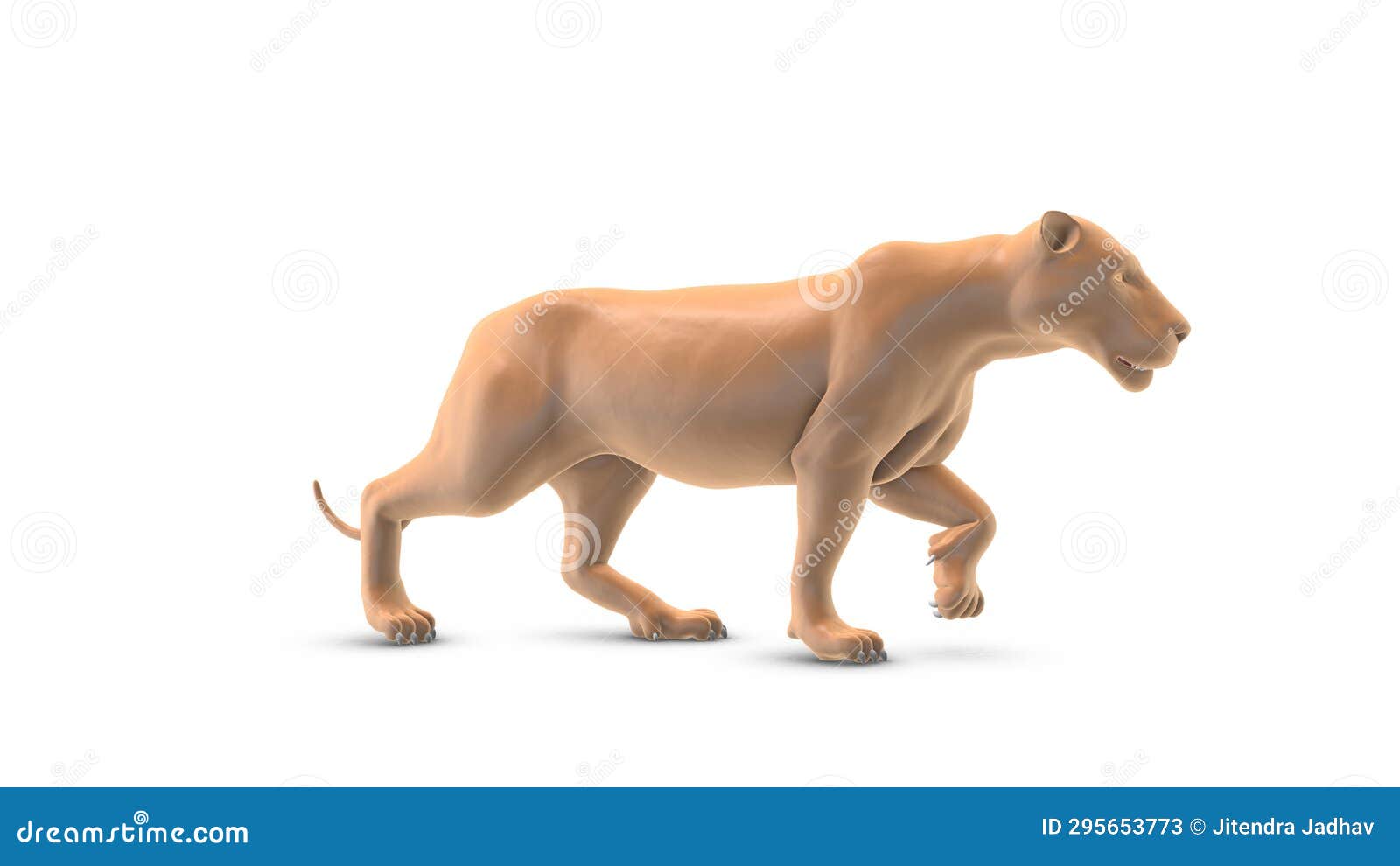 Walking Animated Lion on a White Background Stock Illustration ...