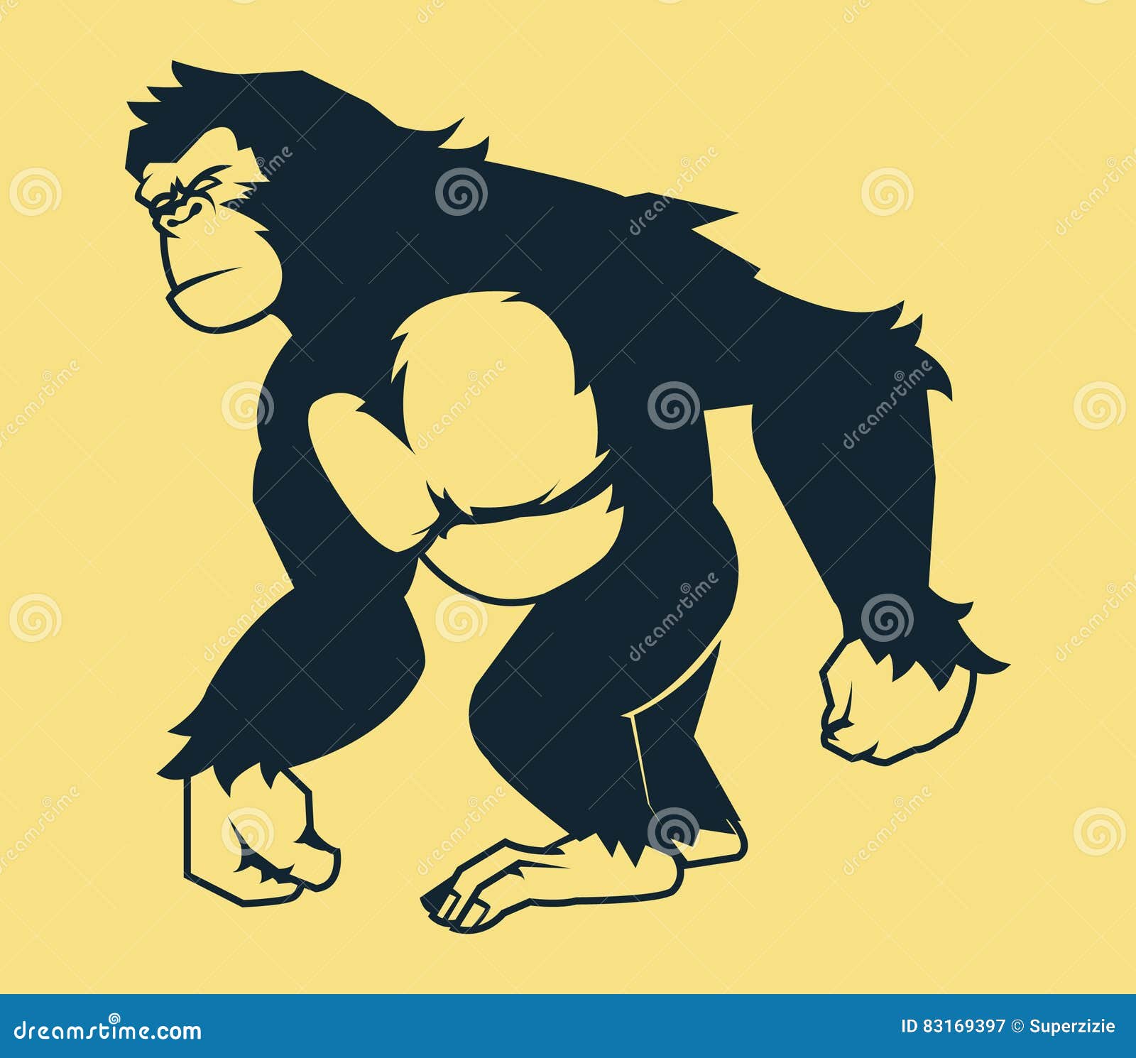 Walking Ape Line Art stock vector. Illustration of monkey - 83169397