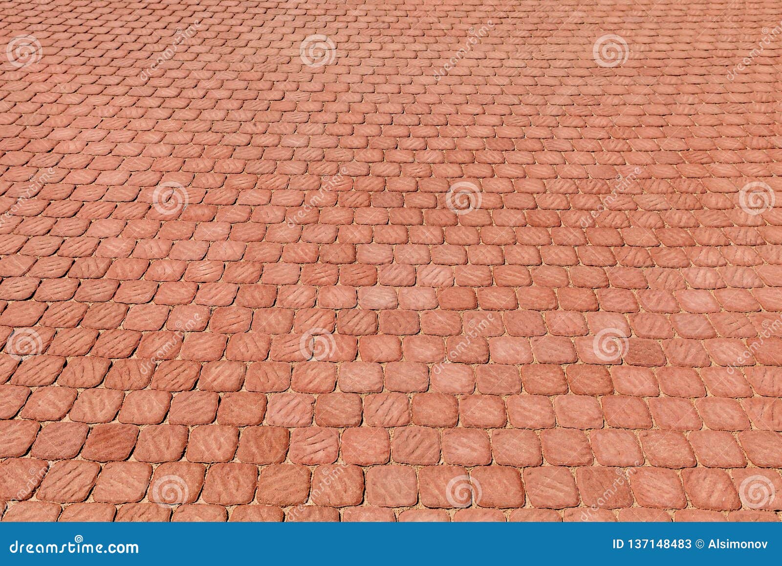 Walking Area Covered with Square Red Tiles. Stock Image - Image of ...