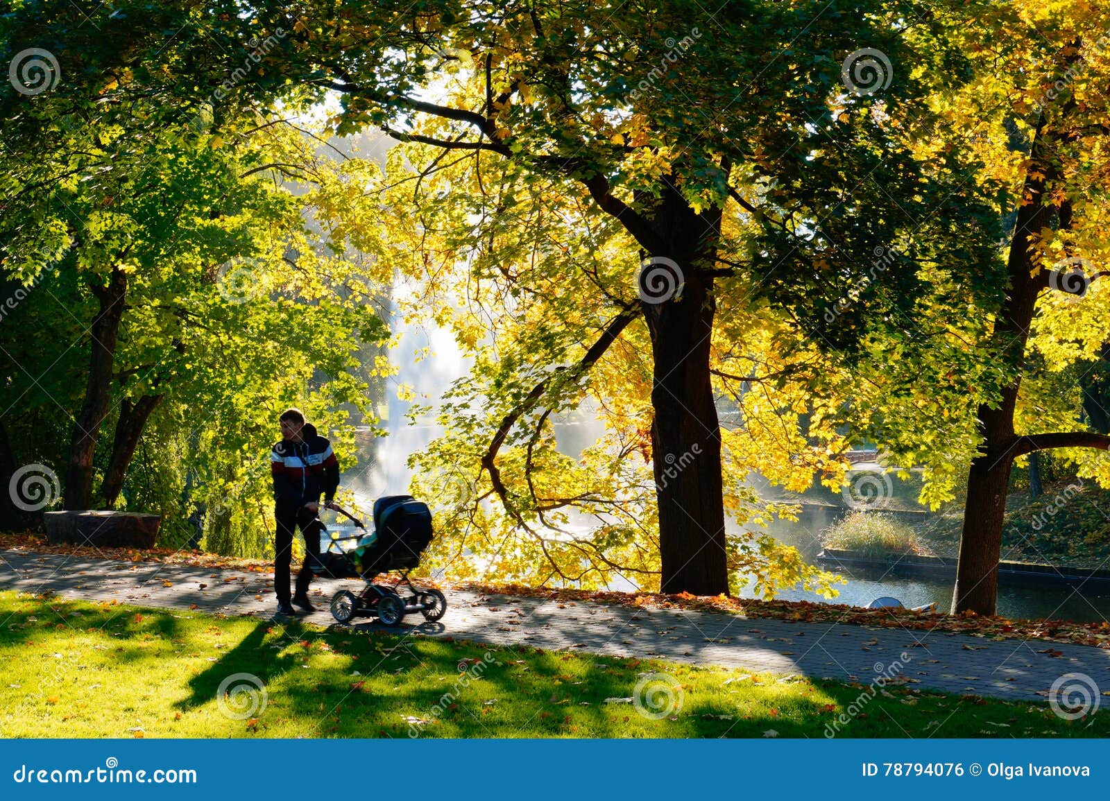 Walking in autumn editorial photo. Image of season, color - 78794076