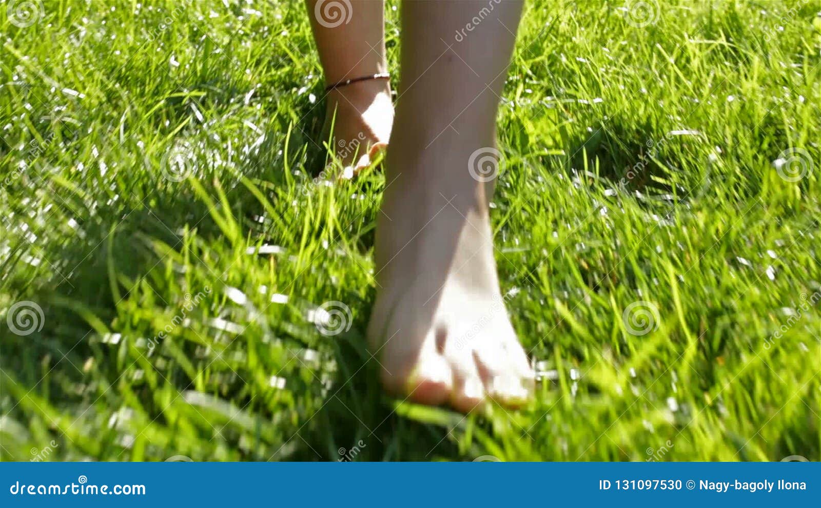 Walking Barefoot in the Grass - Backlight, Closeup Stock Footage ...