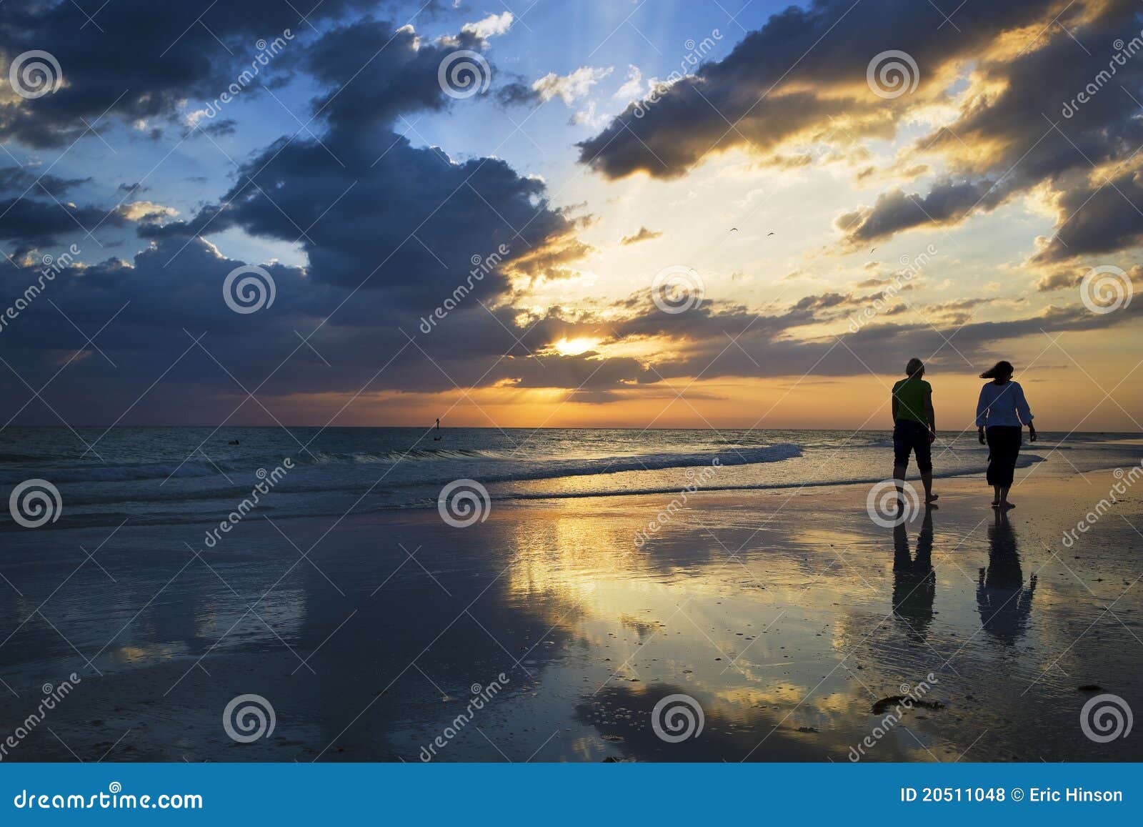 Walking the Beach at Sunset Stock Photo - Image of people, calm: 20511048
