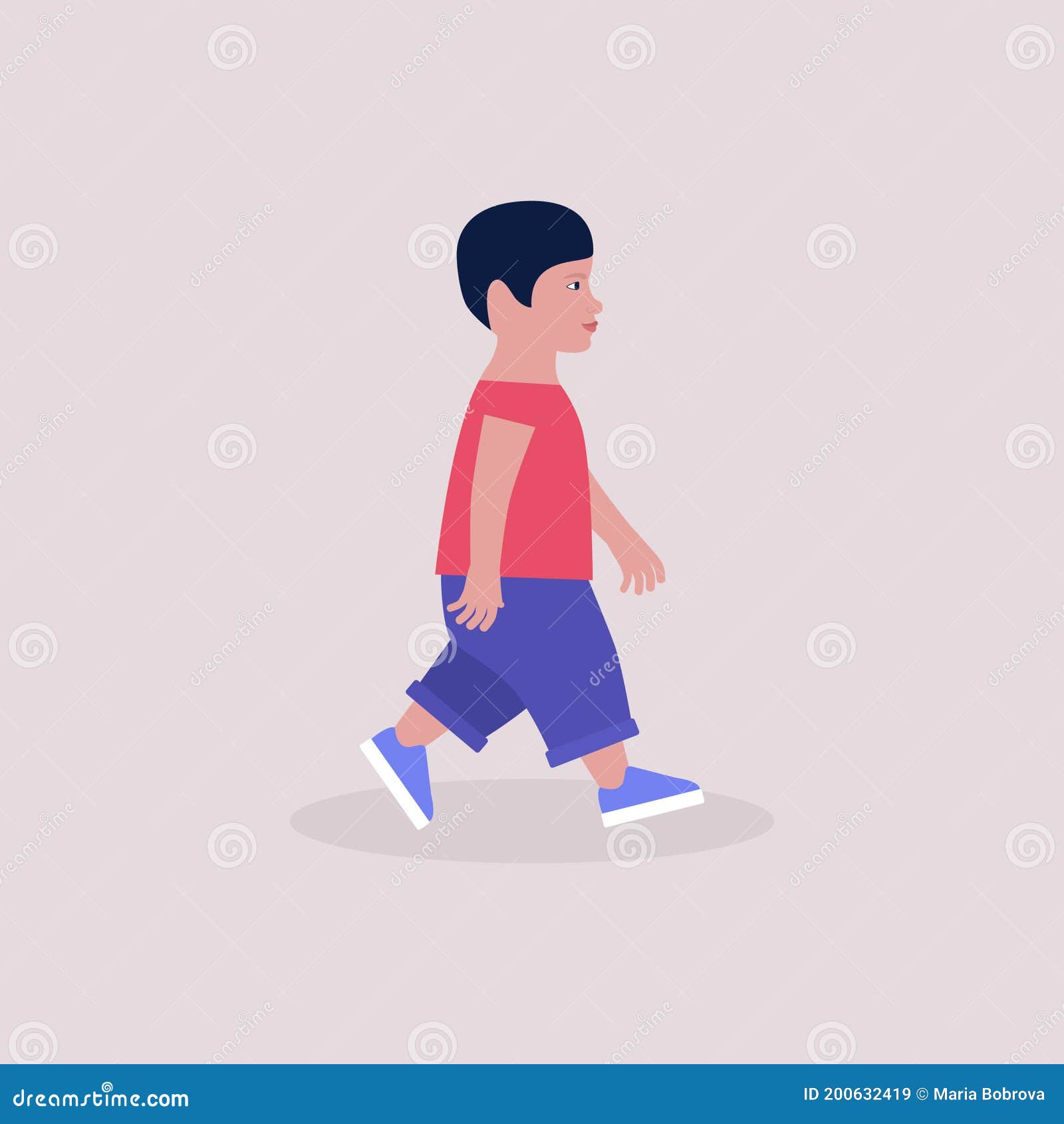 Walking boy stock vector. Illustration of european, flat - 200632419