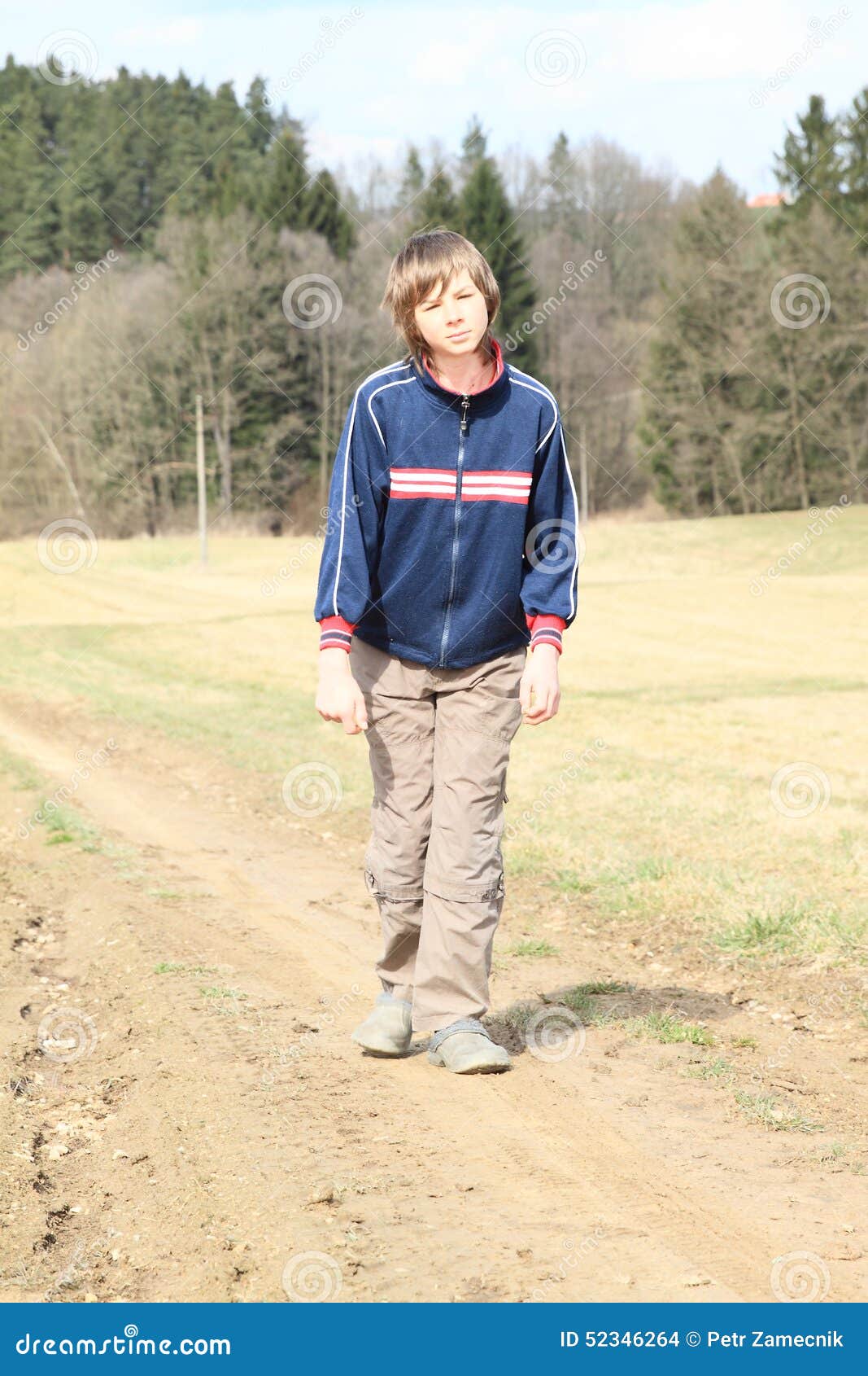 Walking boy stock photo. Image of walk, trees, standing - 52346264