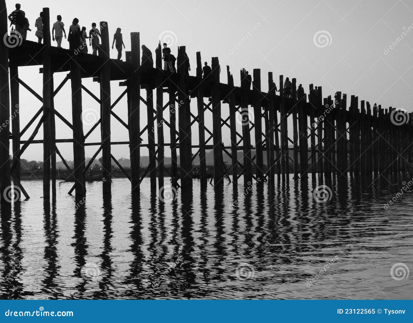 Walking Bridge in Myanmar (Burma) Stock Image - Image of hindi, burma ...
