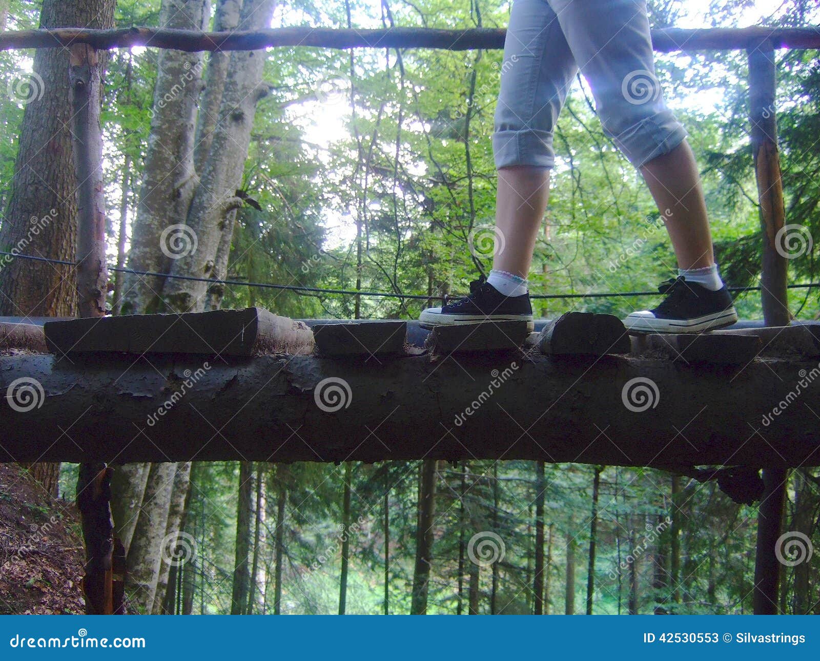 Walking on bridge stock image. Image of connection, wooden - 42530553