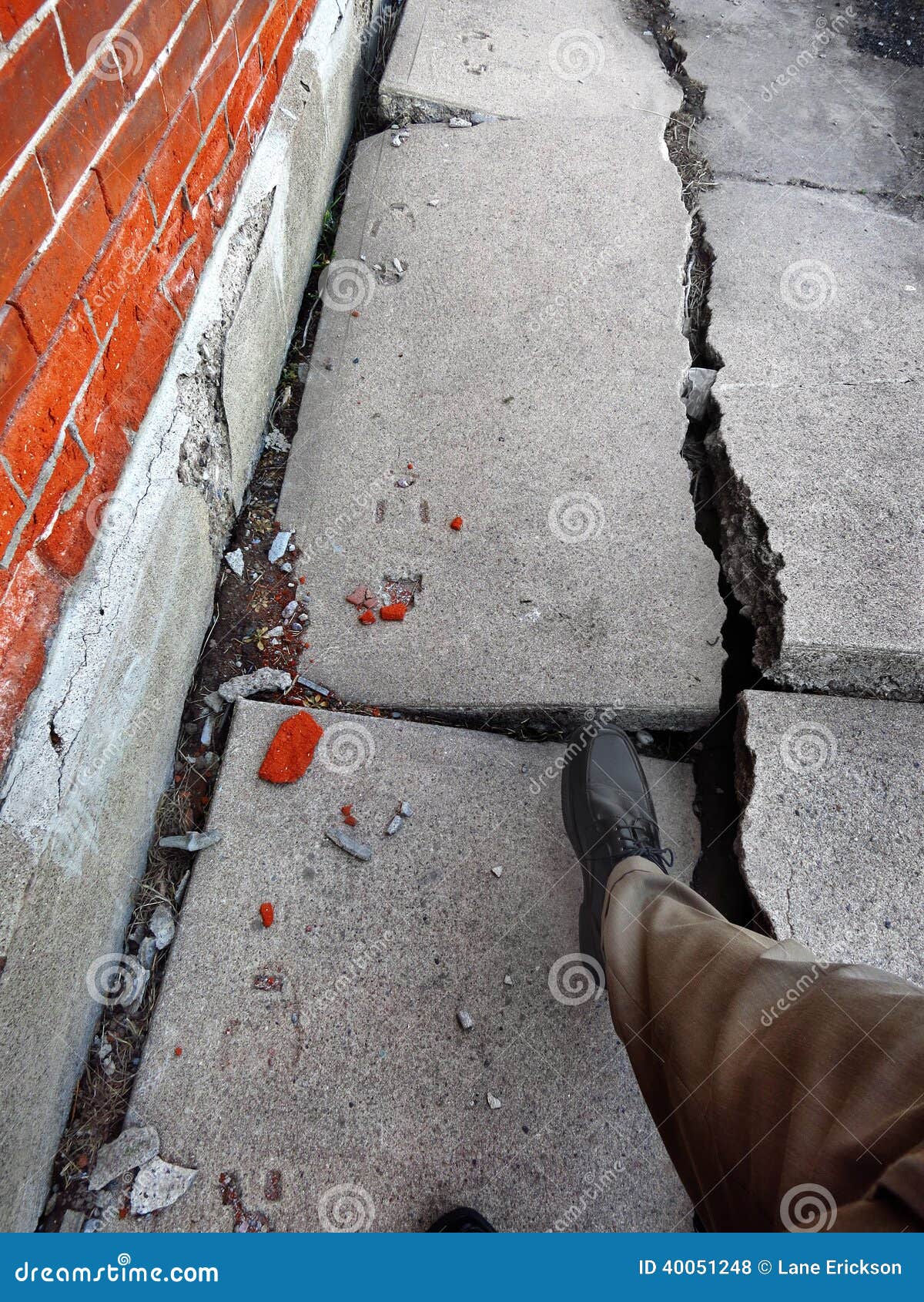 Walking on Broken Dangerous Sidewalk Stock Photo - Image of city ...