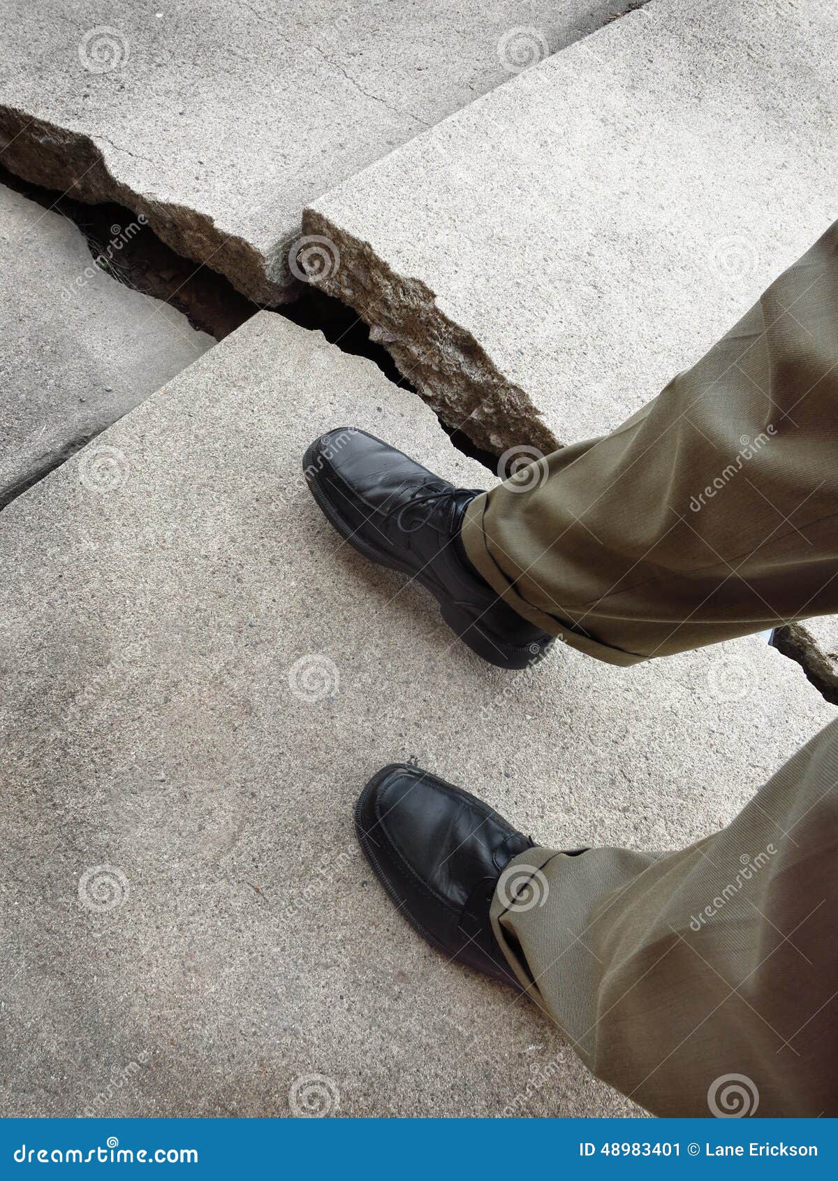 Walking on Broken Dangerous Sidewalk Stock Image - Image of damage ...