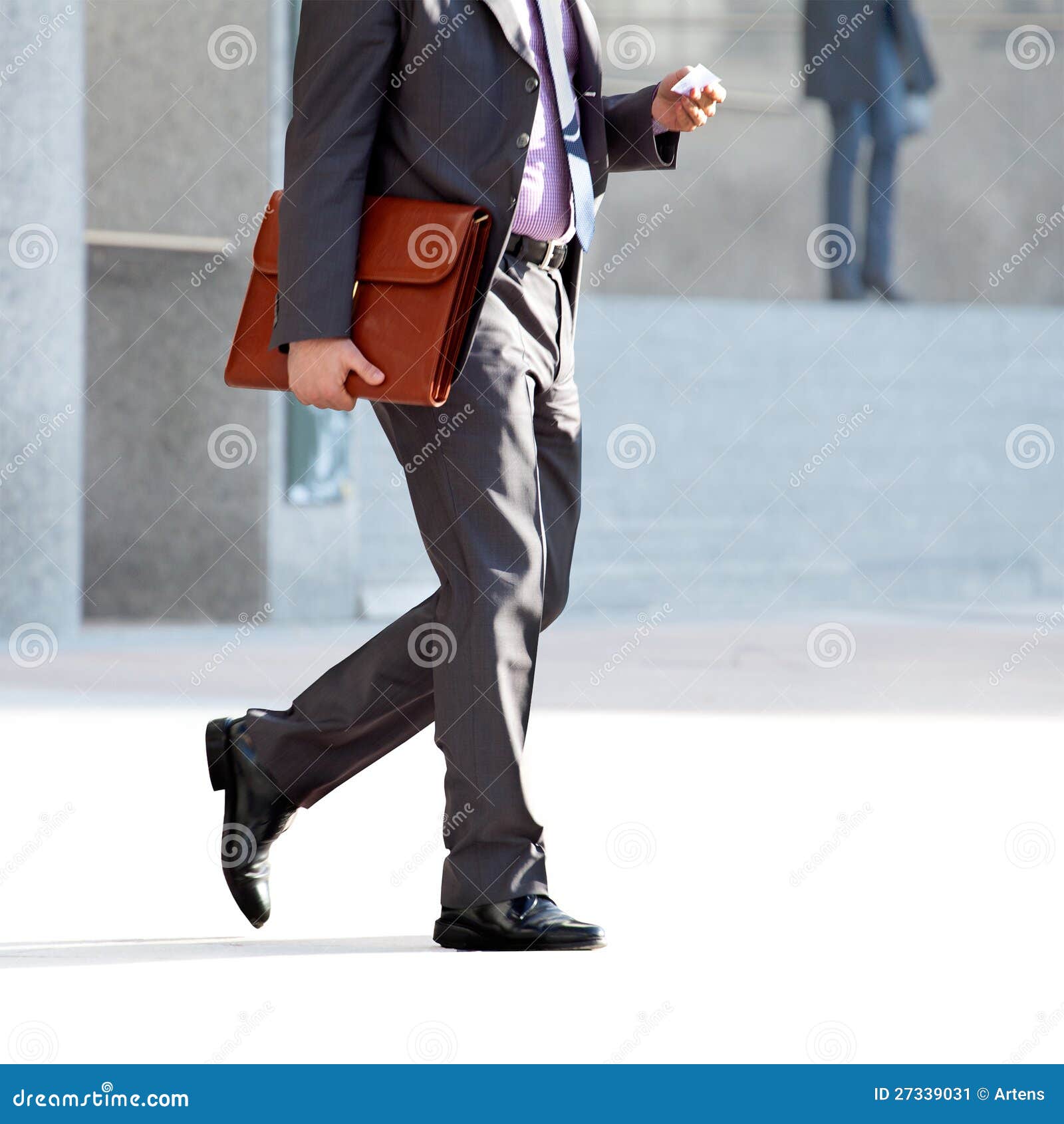 Walking Businessman with a Briefcase and a Note. Stock Image - Image of ...