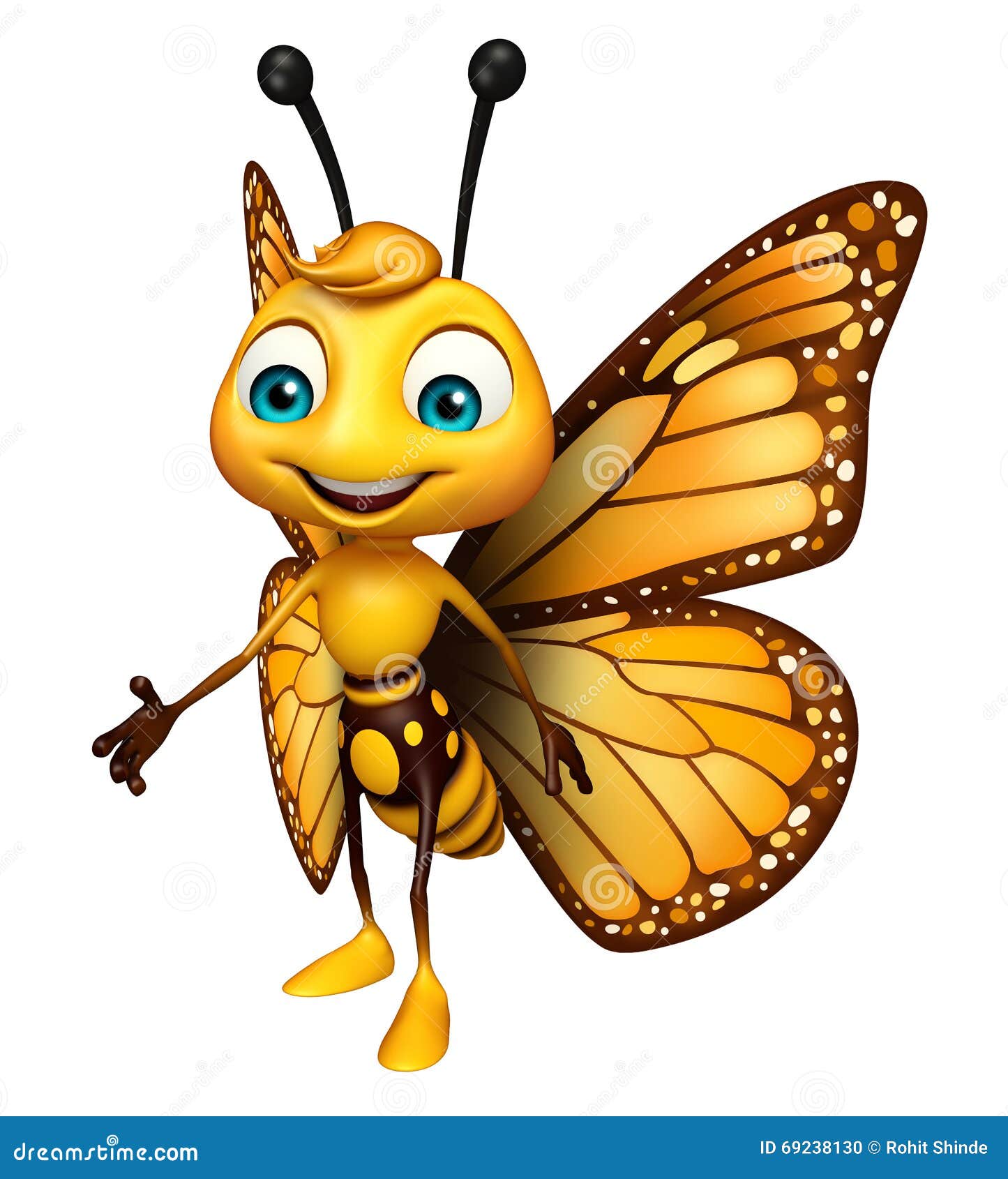 Walking Butterfly Cartoon Character Stock Illustration - Illustration ...