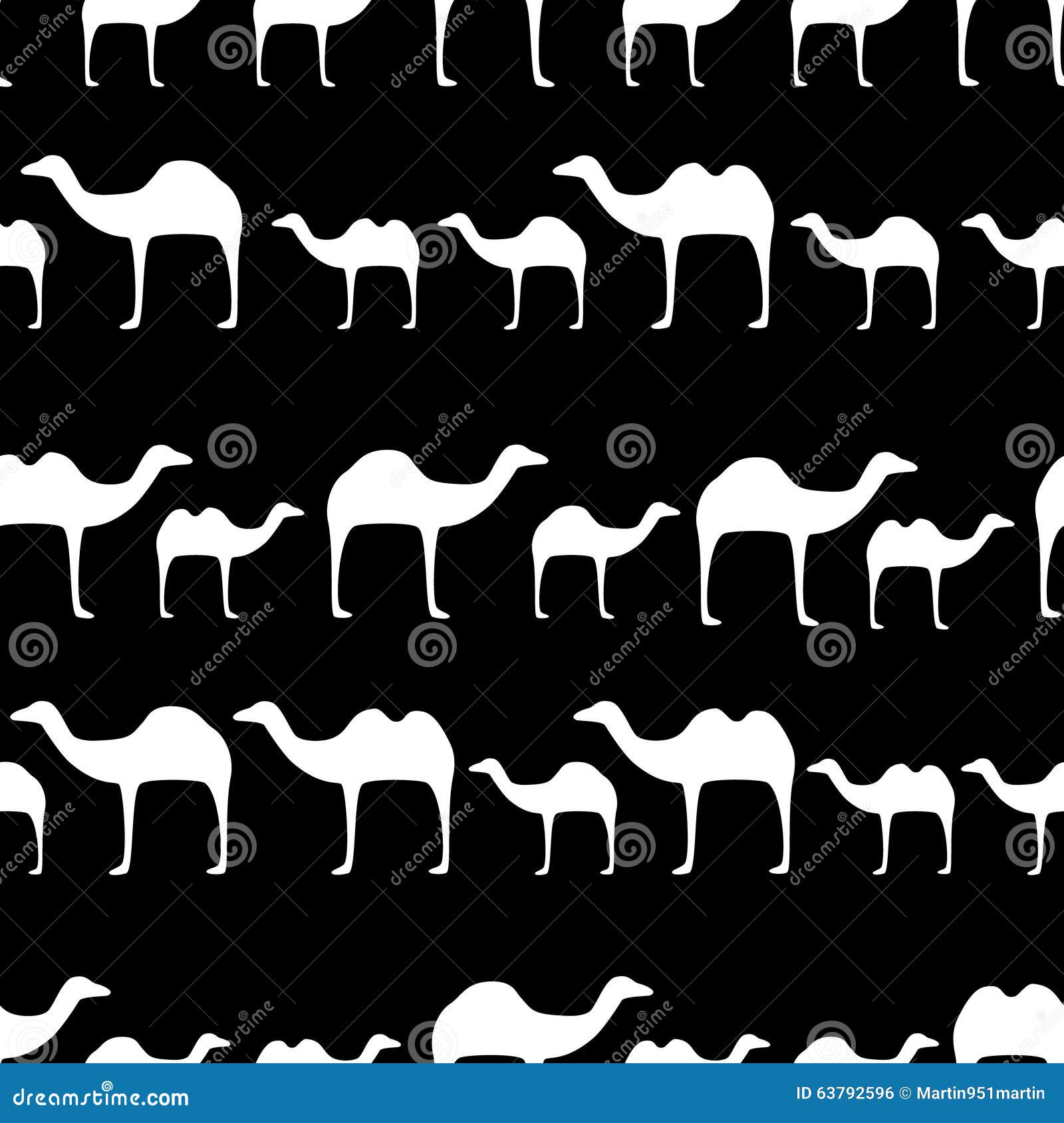 Walking Camel Animal Black and White Seamless Pattern Eps10 Stock ...