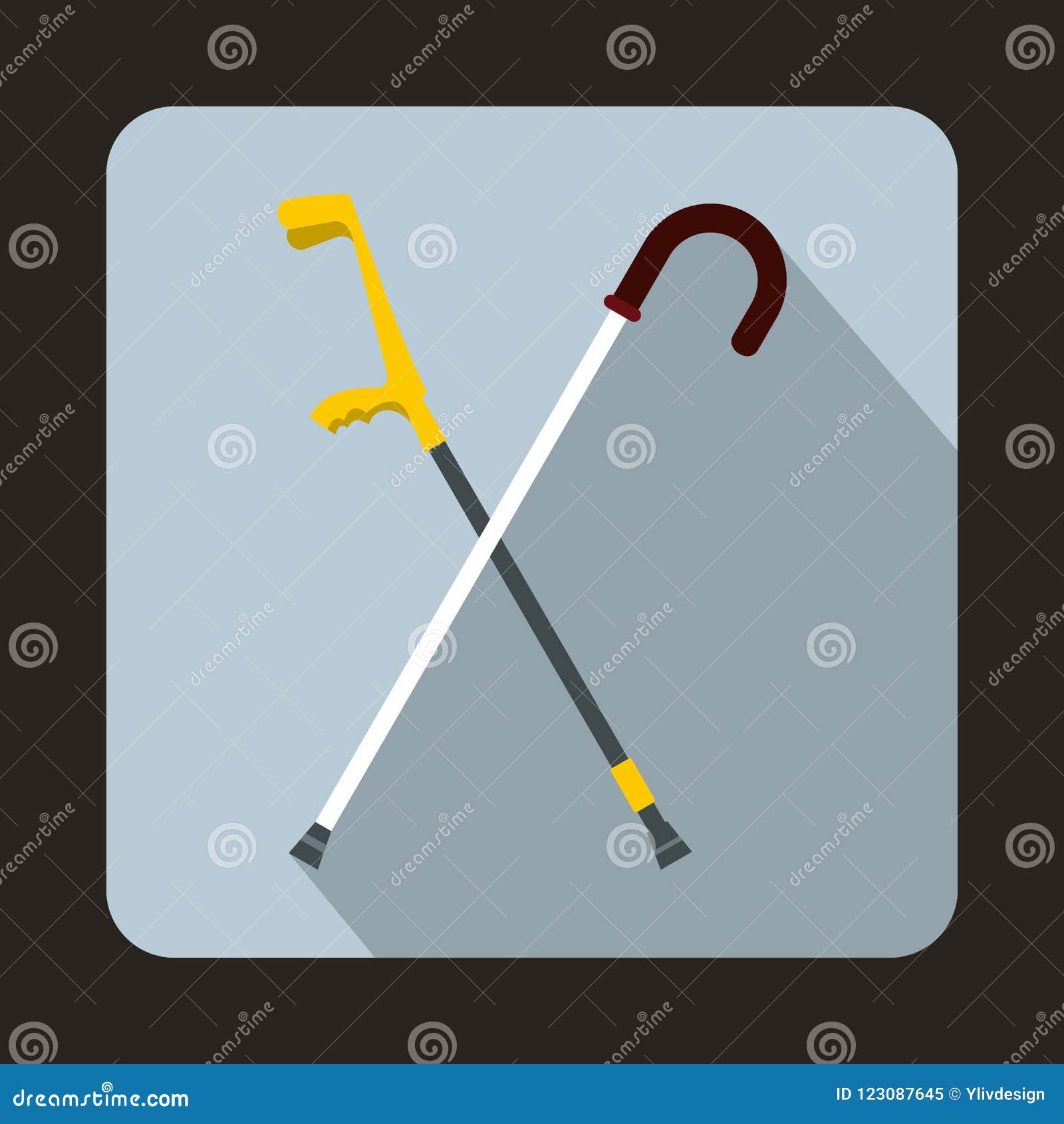 Walking Cane Icon, Flat Style Stock Illustration - Illustration of care ...