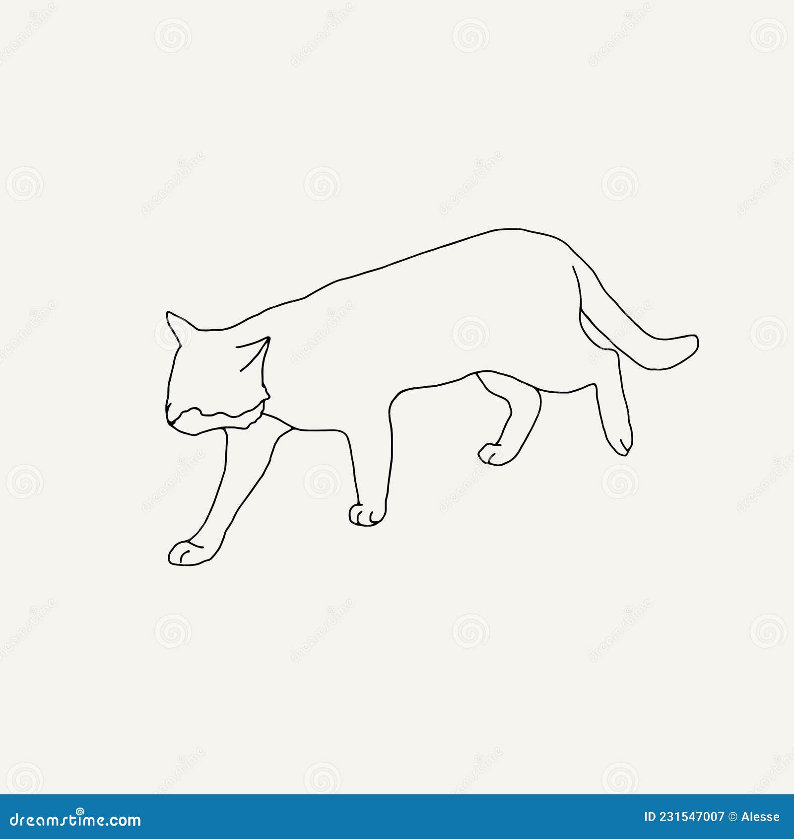 Walking Cat Vector Illustration in Doodle Style Stock Vector ...
