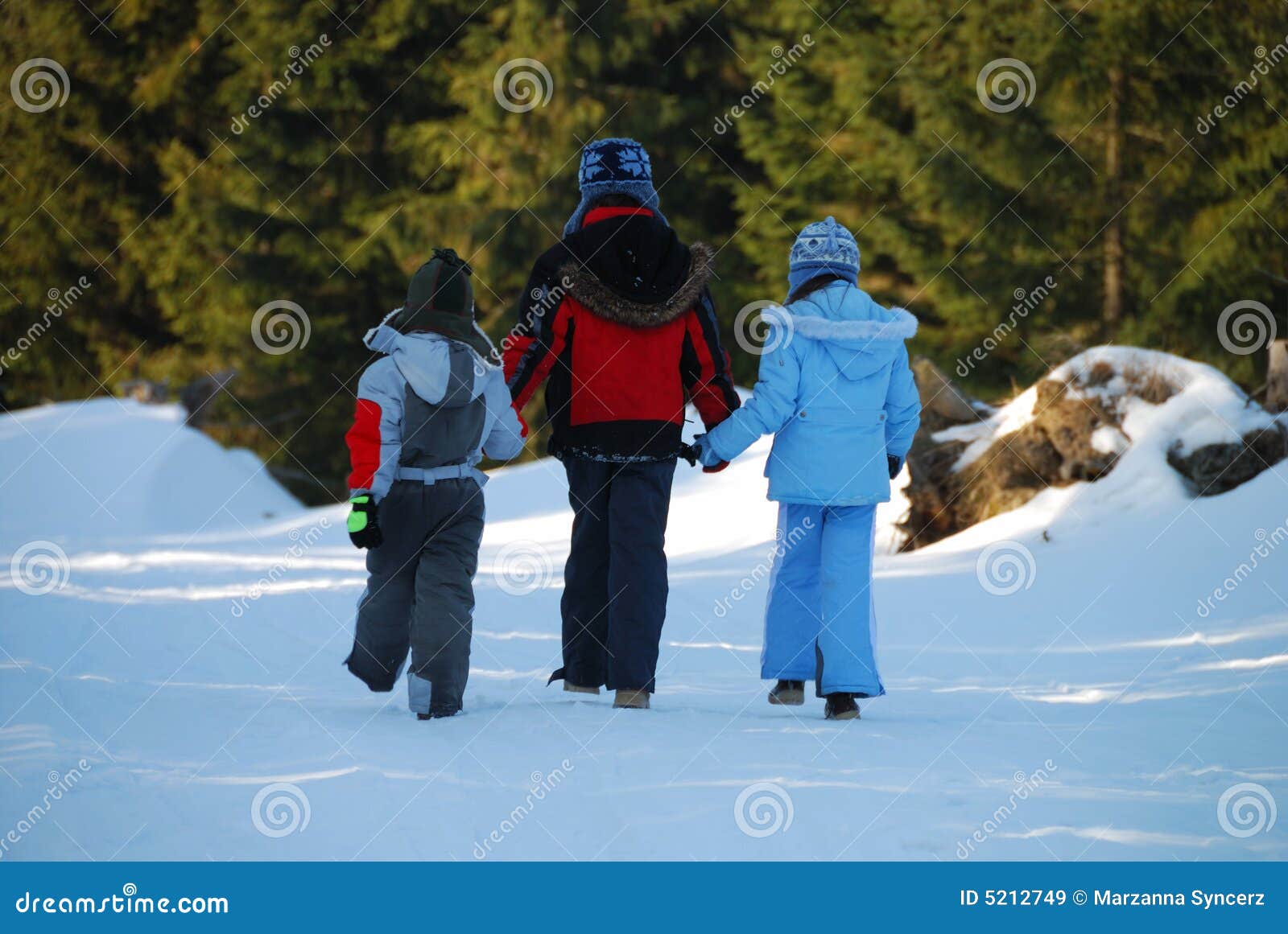 Walking Children in Winter stock image. Image of seasonal - 5212749