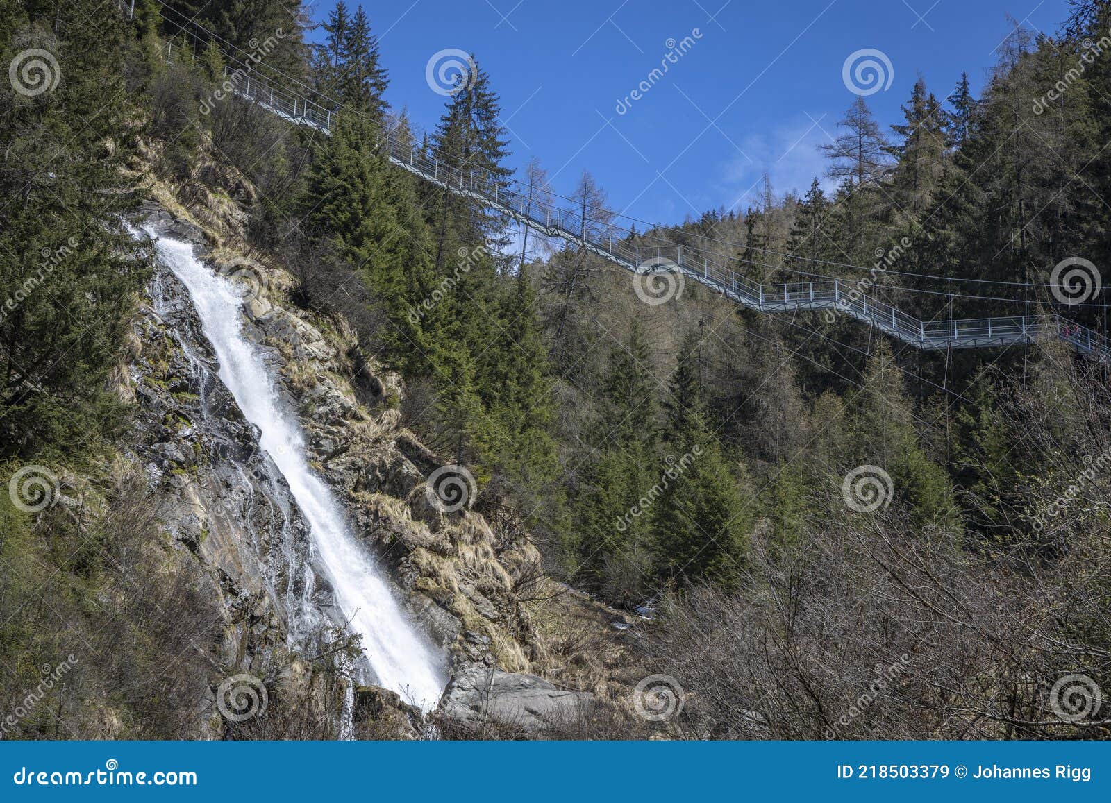 Walking and Climbing at the Spectacular Waterfall Stuibenfall Stock ...