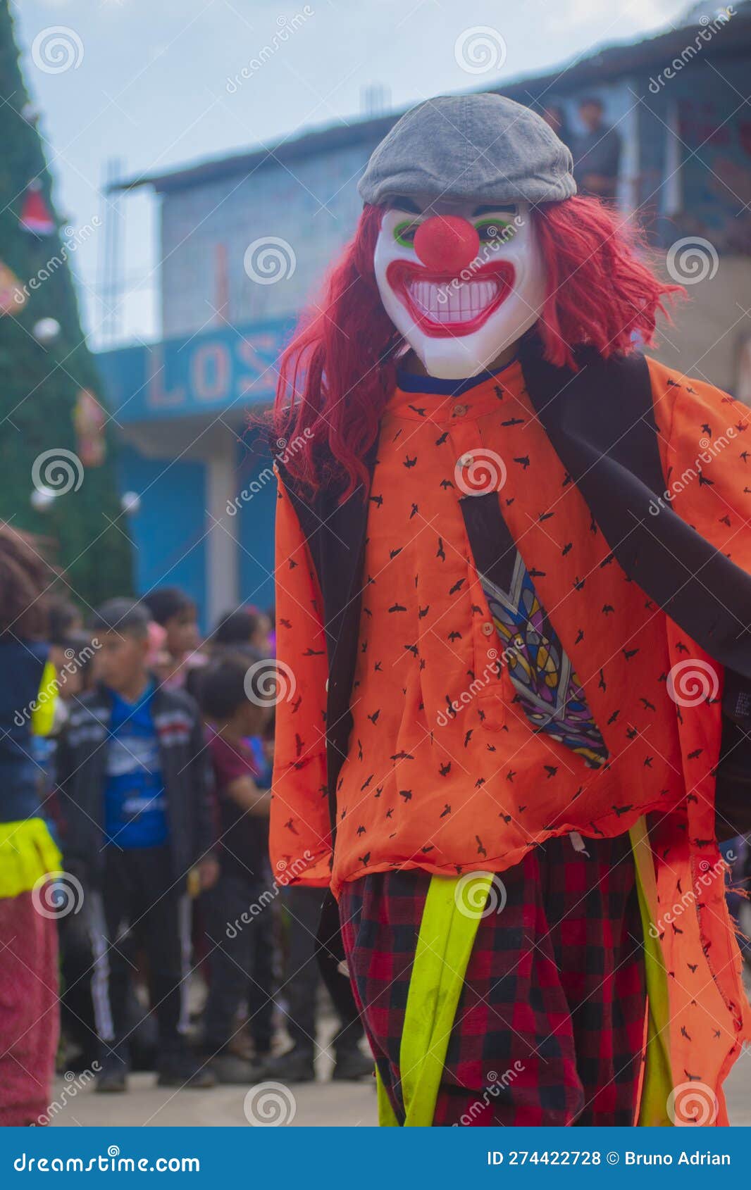 Walking Clown with Smiling Mask Editorial Stock Photo - Image of ...