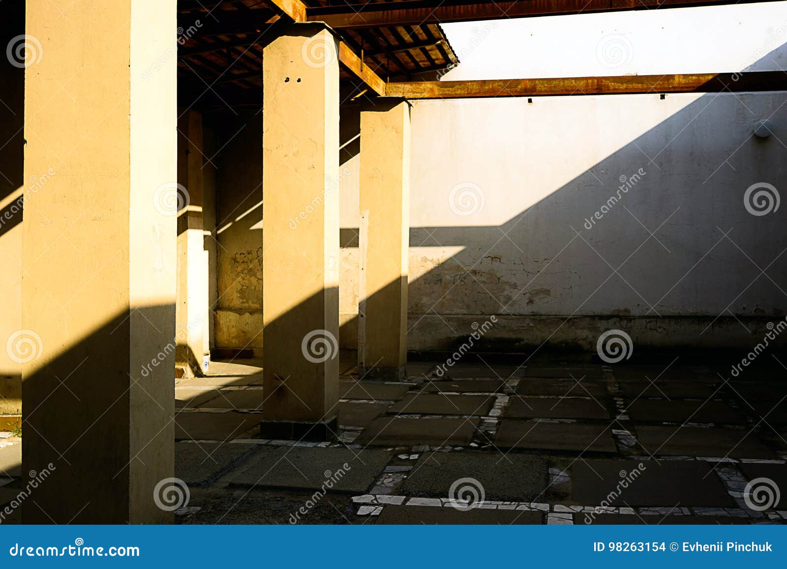 Walking among the Columns at the Ancient City. Light and Shadow ...