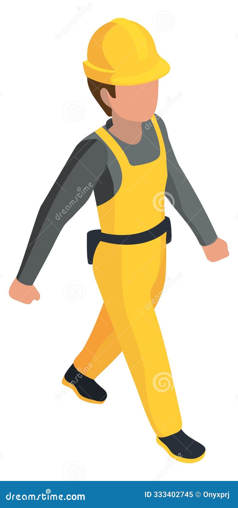Walking Construction Worker. Isometric Engineer Front View Stock ...