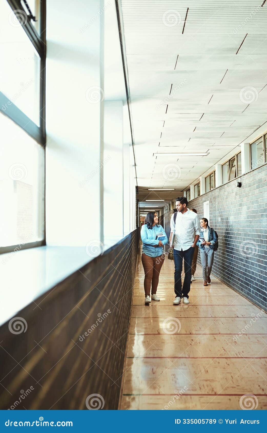 Walking, Conversation and Students in Hallway at University for Study ...