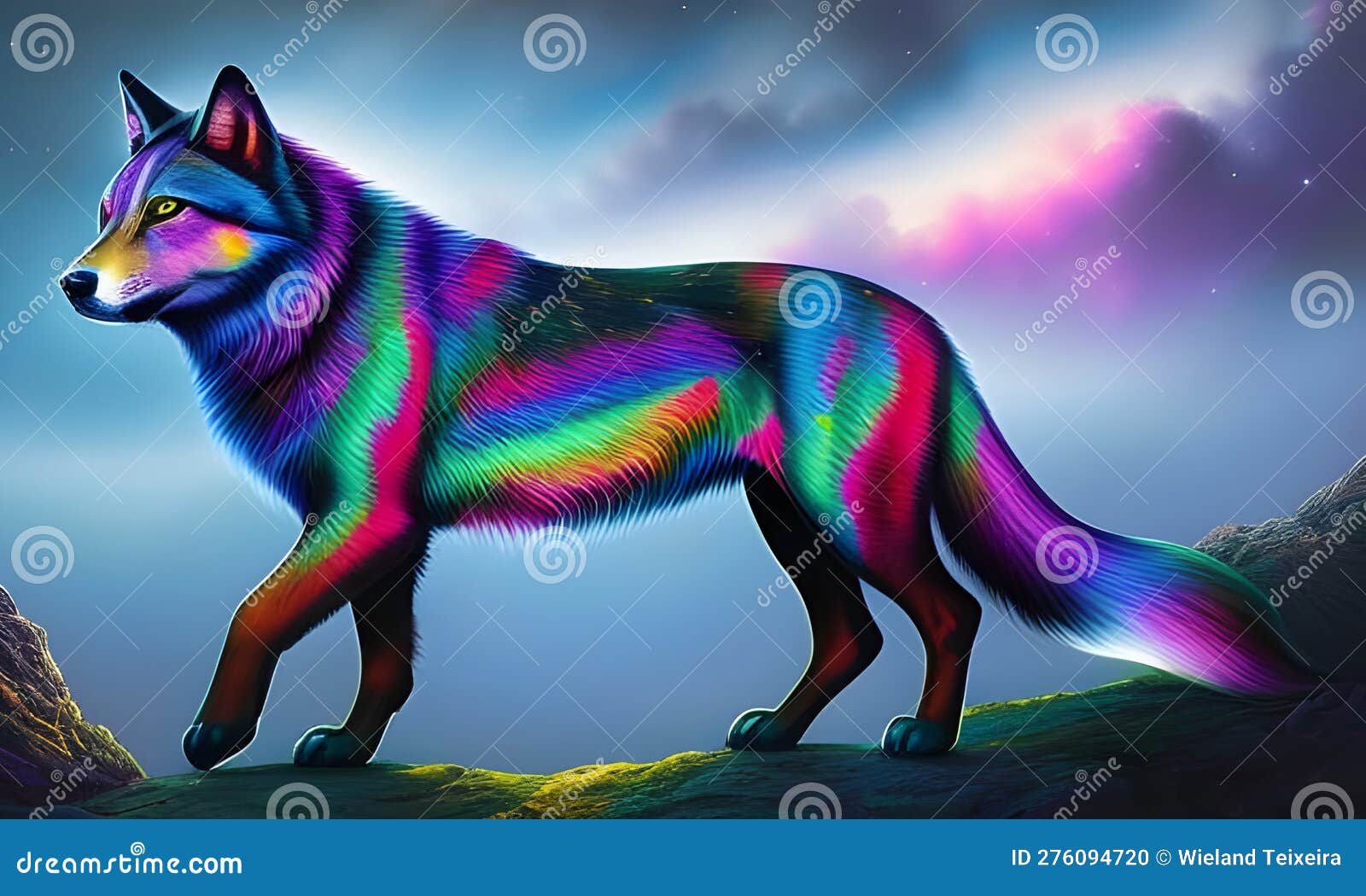 Cosmic wolf stock illustration. Illustration of power - 276094720