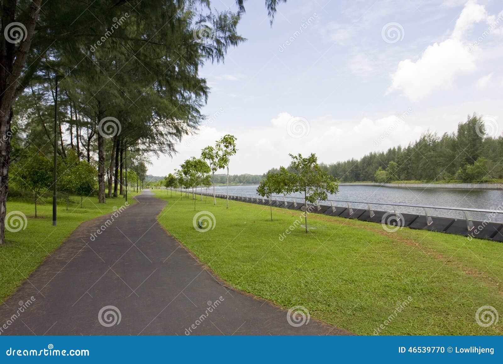 Walking and Cycling Path by the River Stock Photo - Image of blue ...
