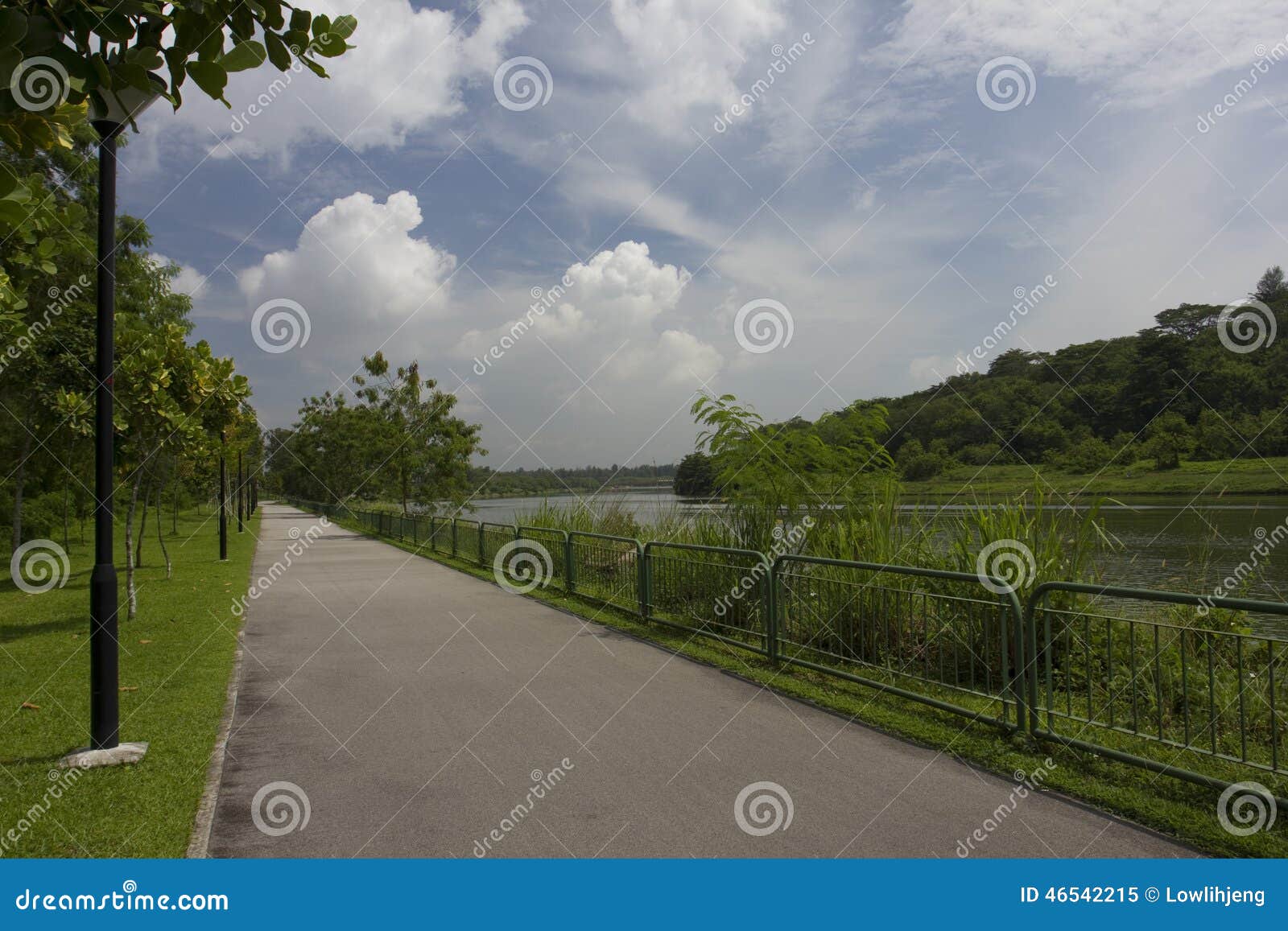 Walking and Cycling Path by the River Stock Image - Image of blue ...