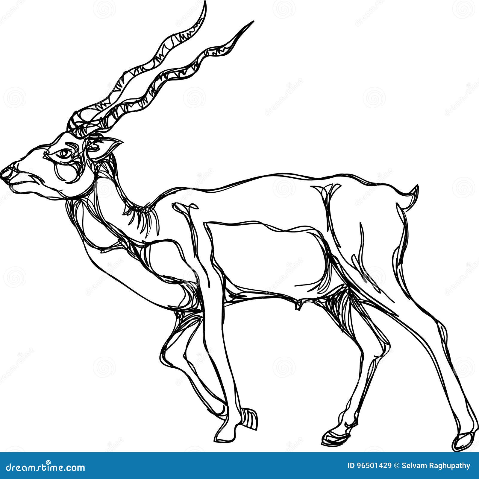 Walking deer line art stock vector. Illustration of design - 96501429