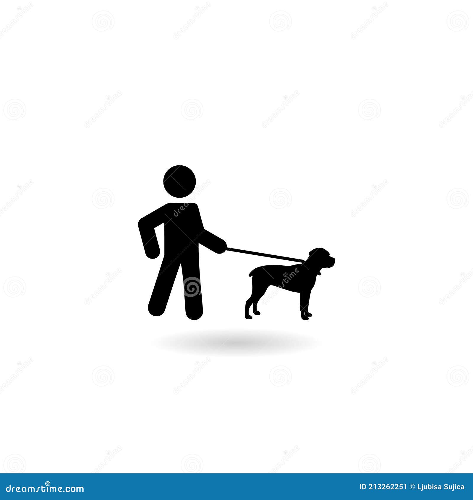 Walking the Dog Icon with Shadow Stock Vector - Illustration of person ...