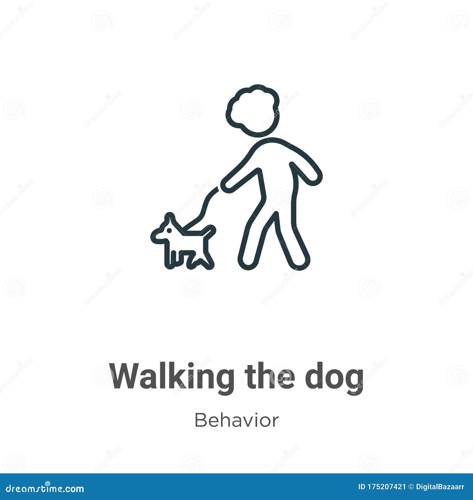 Walking the Dog Outline Vector Icon. Thin Line Black Walking the Dog ...