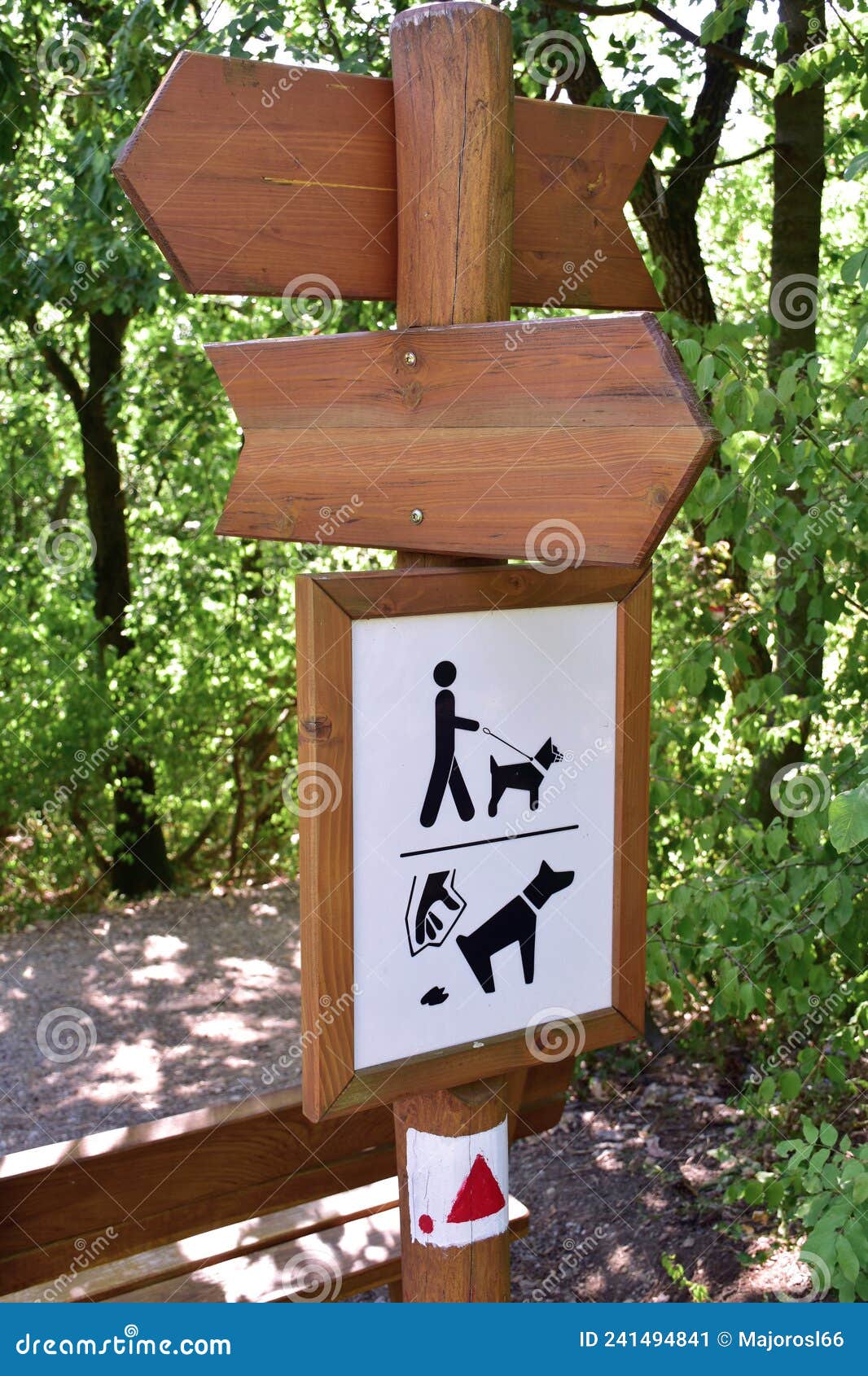 Walking the Dog Road Sign in the Woods Stock Image - Image of trash ...