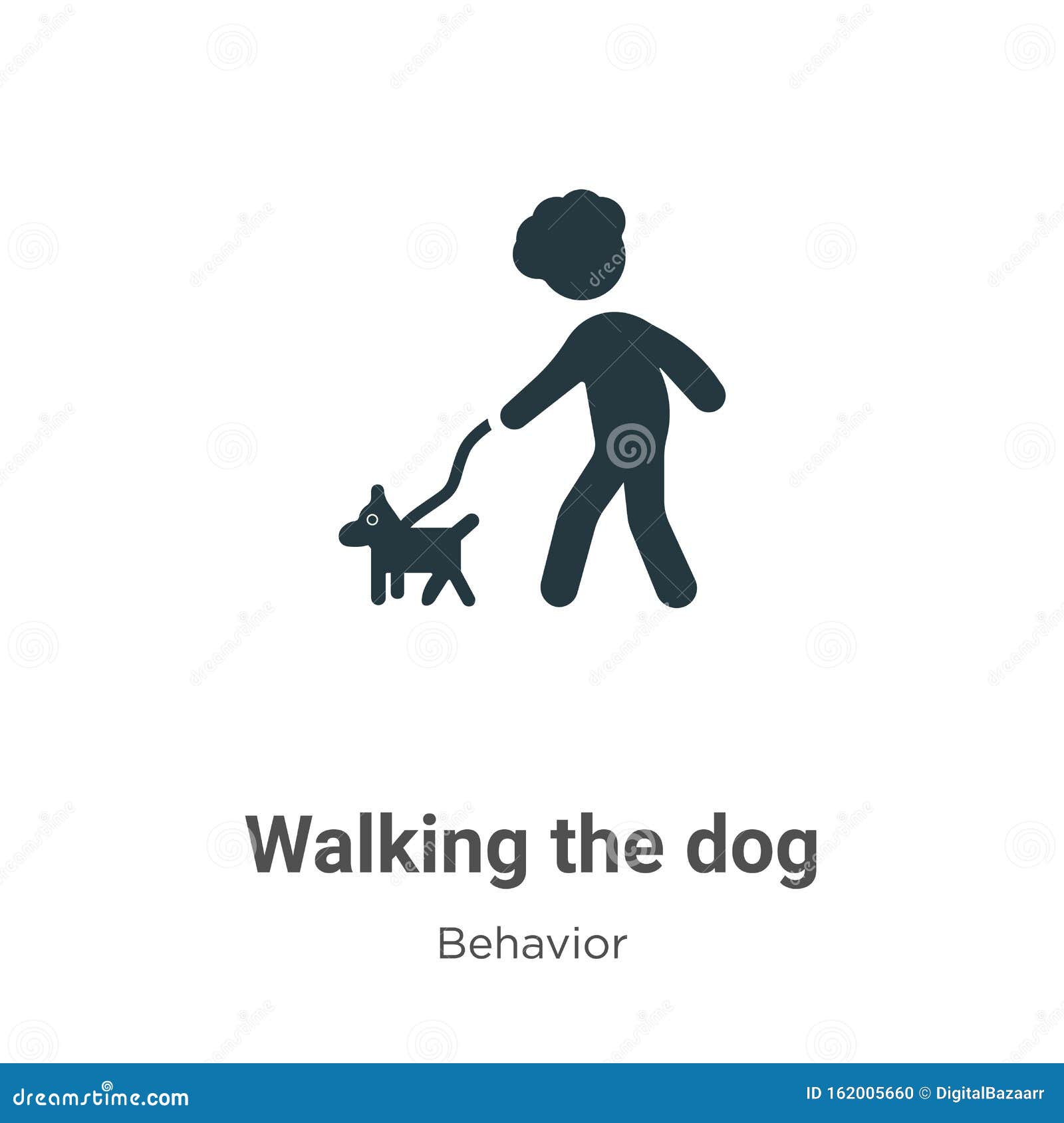 Walking the Dog Vector Icon on White Background. Flat Vector Walking ...