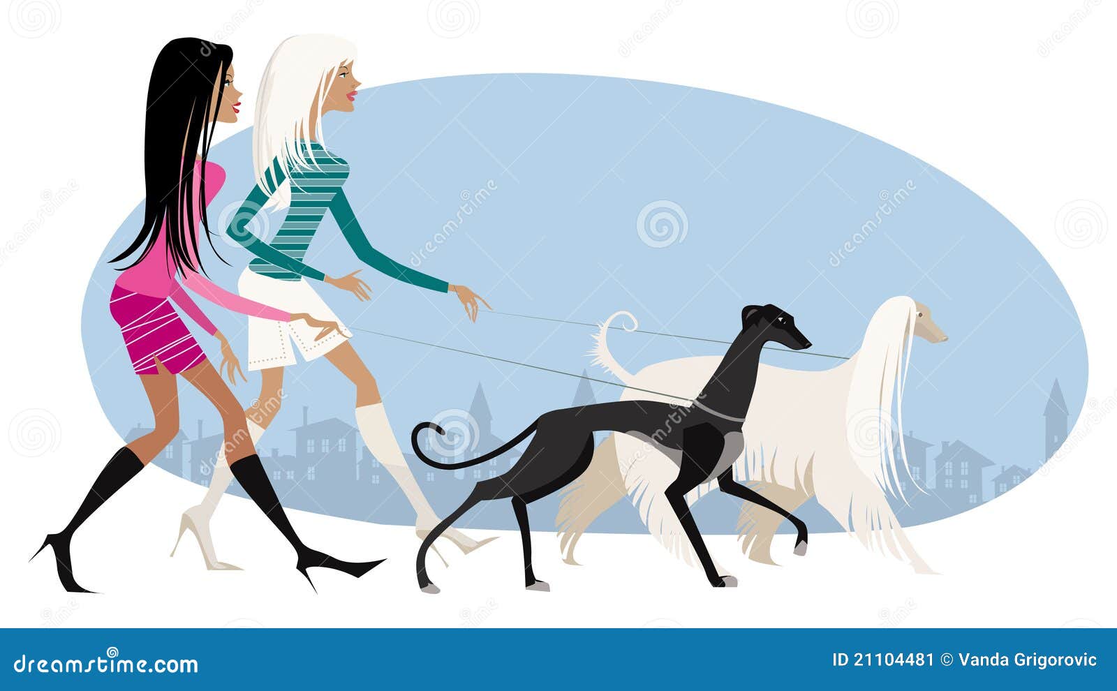 Man Walking Two Dogs In Gothic 2d Game Art Style Royalty-Free ...