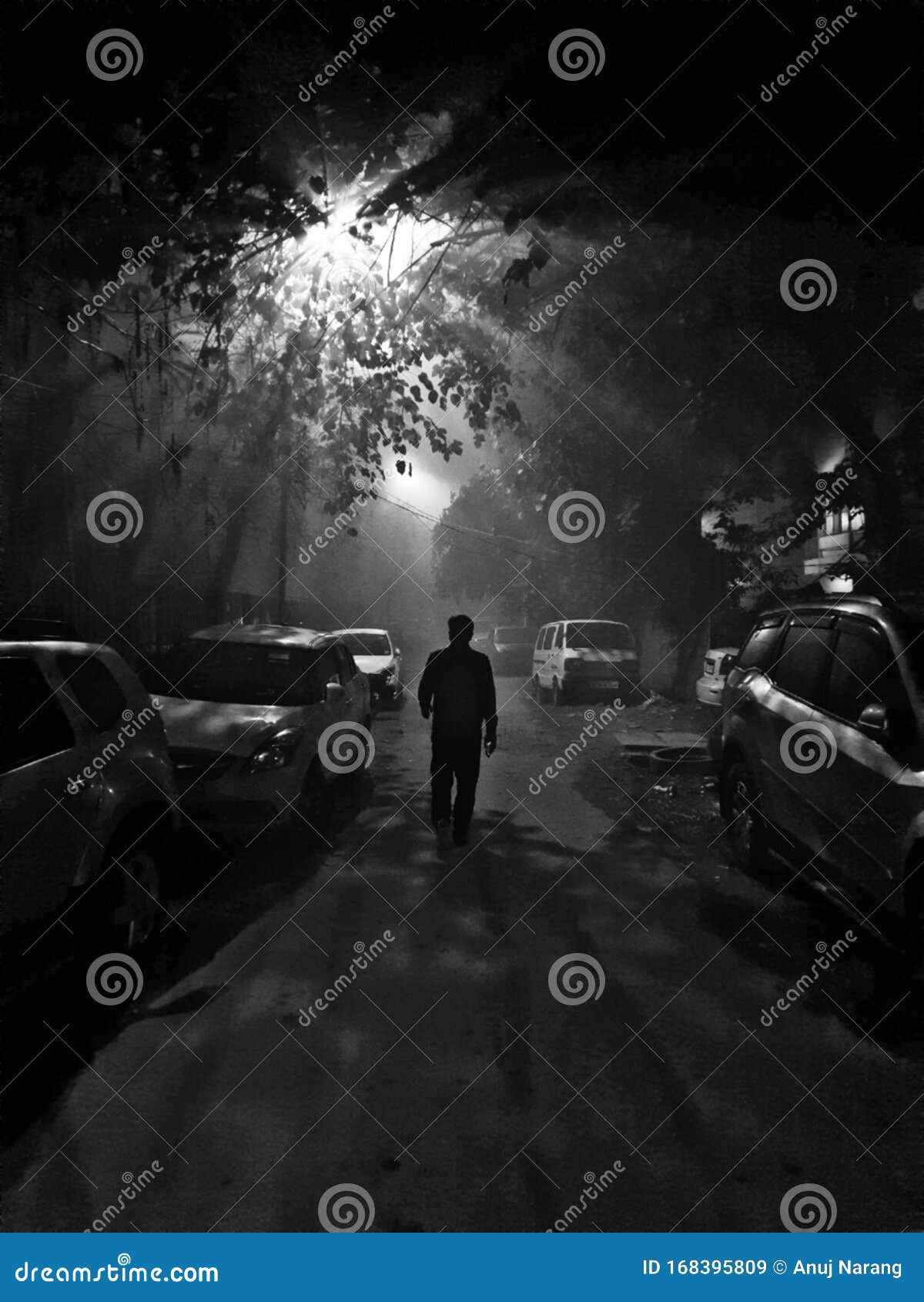 Walking Down the Road at Night Stock Image - Image of night, road ...