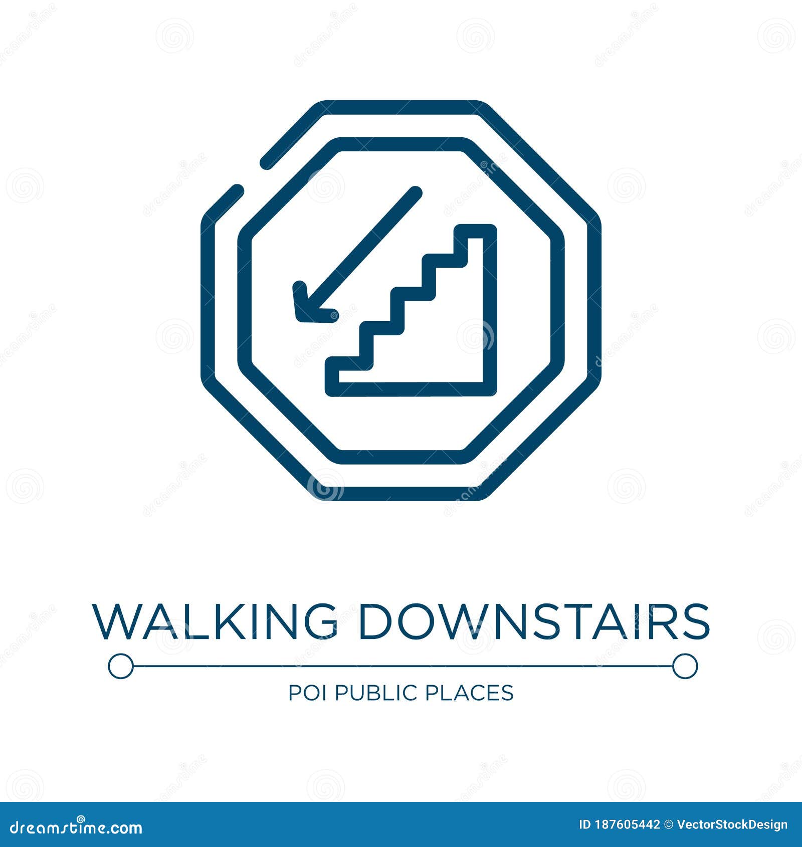 Walking Downstairs Icon Vector Isolated On White Background, Walking ...