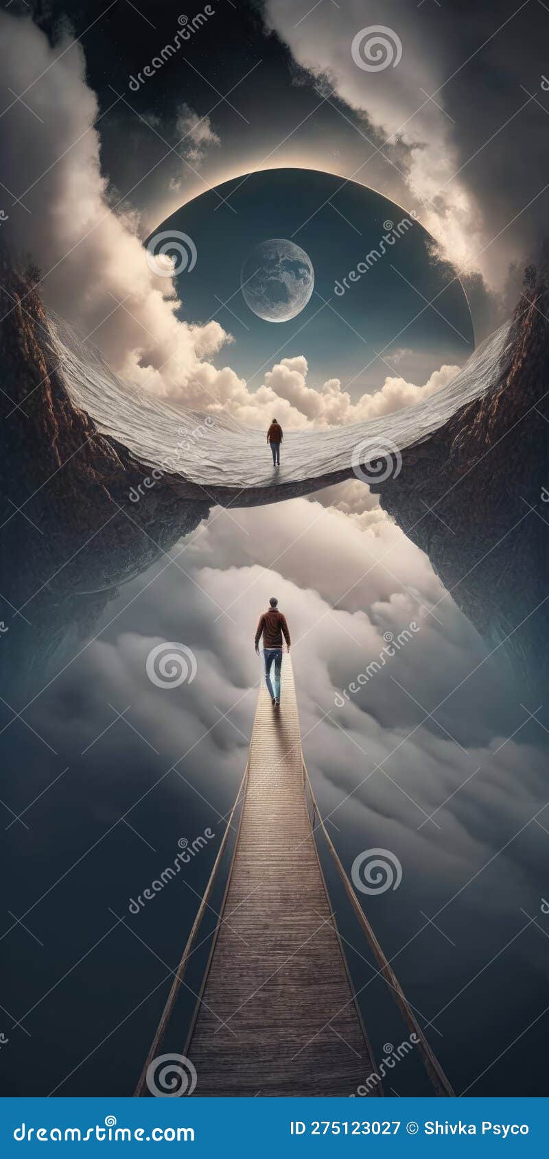 Walking on a the Edge of a Dream Image Generative AI Stock Illustration ...