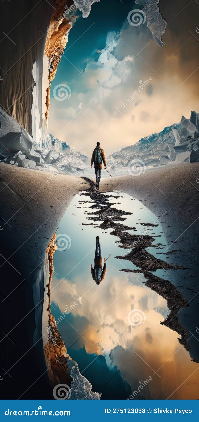 Walking on a the Edge of a Dream Image Generative AI Stock Illustration ...