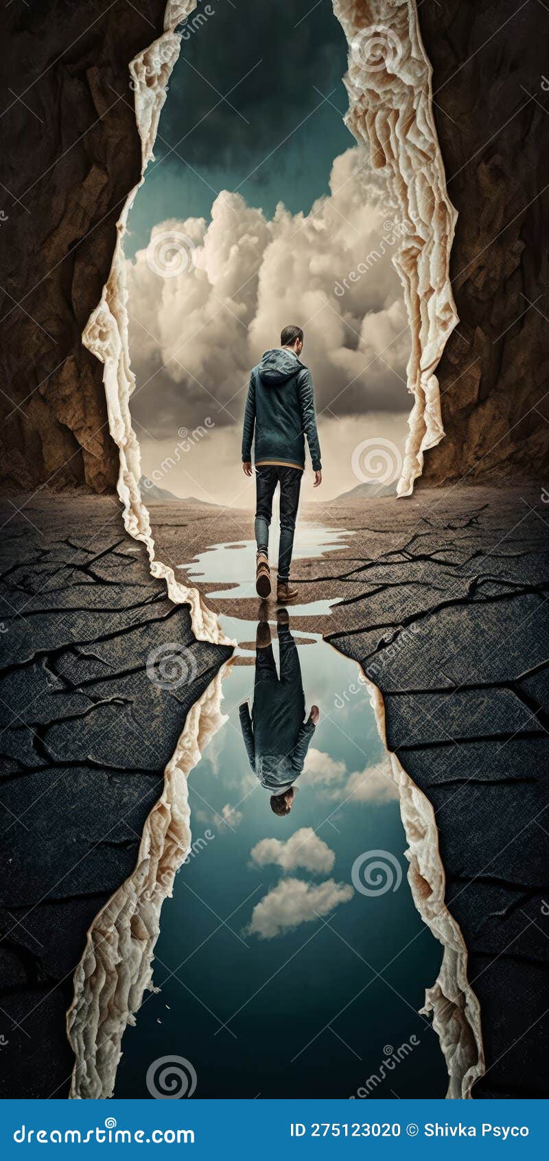 Walking on a the Edge of a Dream Portrait Generative AI Stock ...