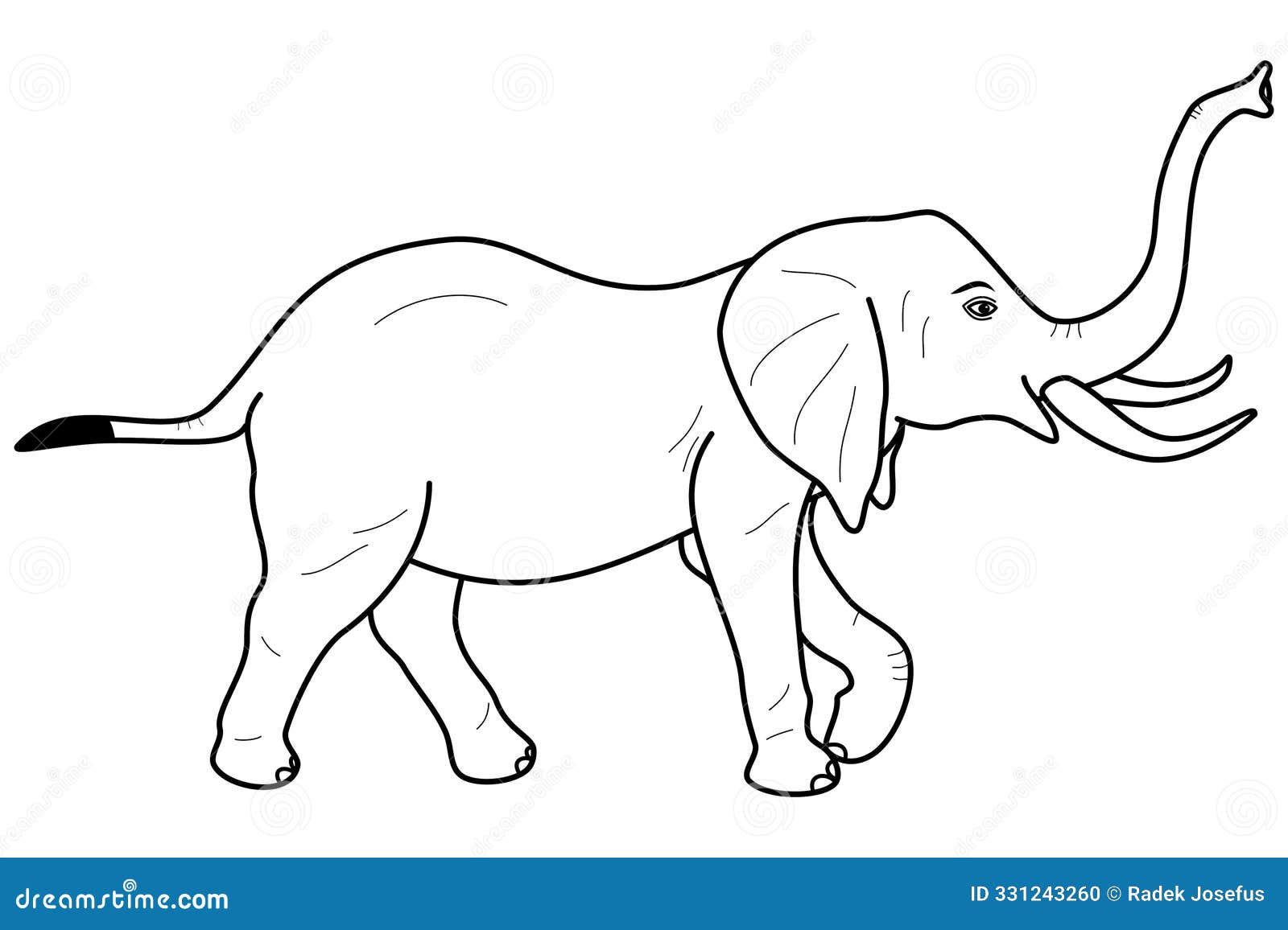 Walking Elephant with Raised Trunk Stock Illustration - Illustration of ... Walking Elephant with Raised Trunk Stock Illustration - Illustration of ...