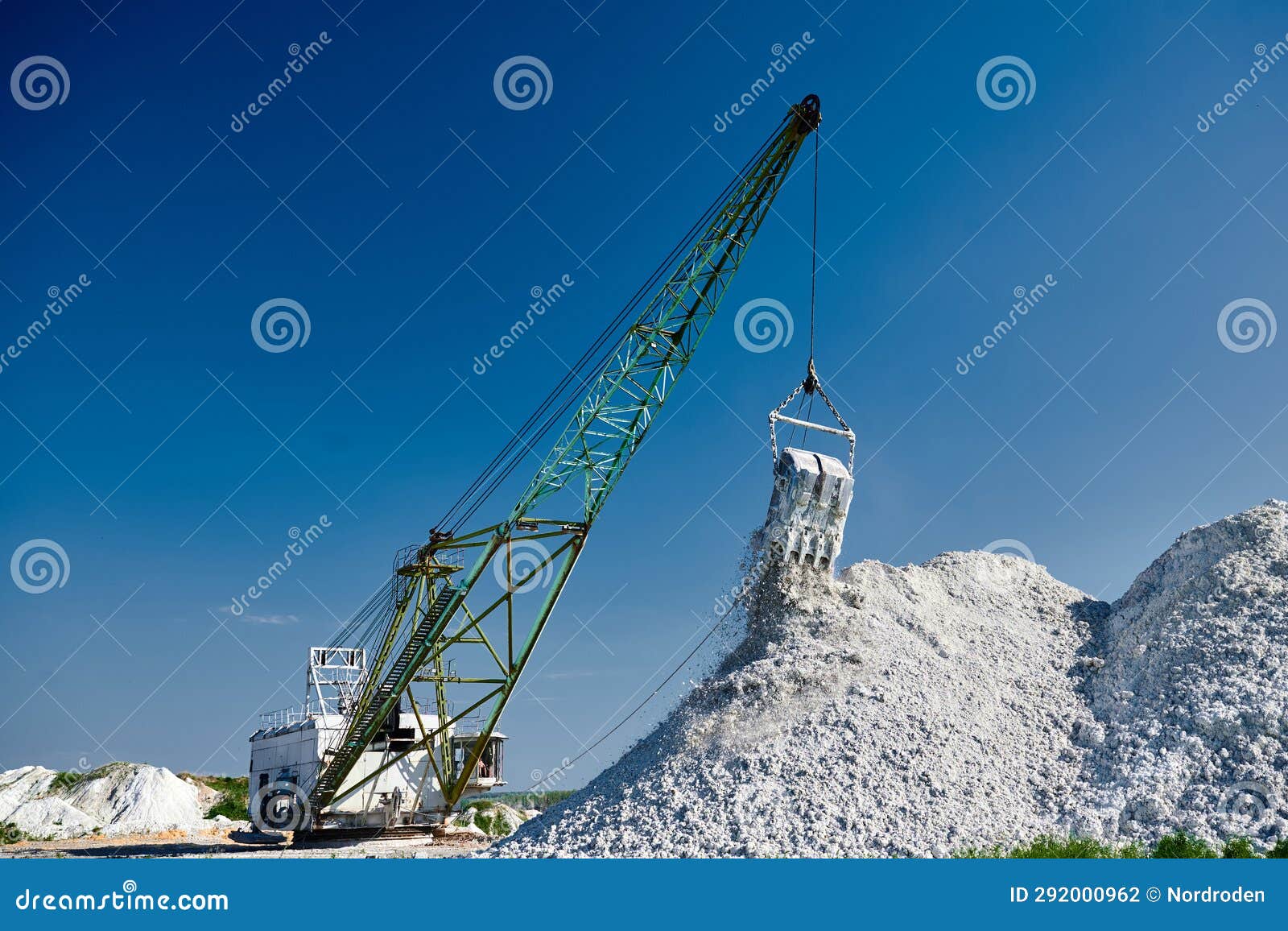 Walking Excavator in Process of Chalk Mining in Open Quarry Stock Photo ...
