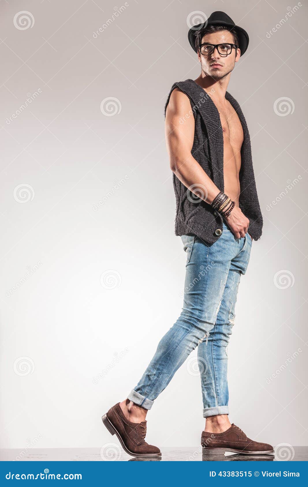 Walking Fashion Man Looking To His Back Stock Image - Image of ...