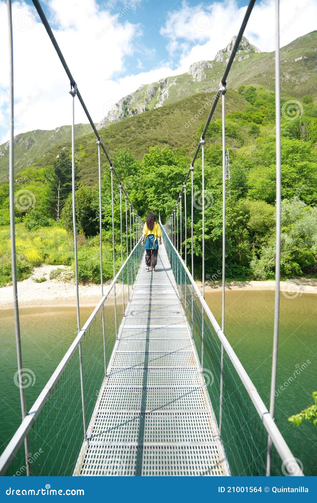 Walking on Footbridge Over River Stock Photo - Image of giddy, empty ...
