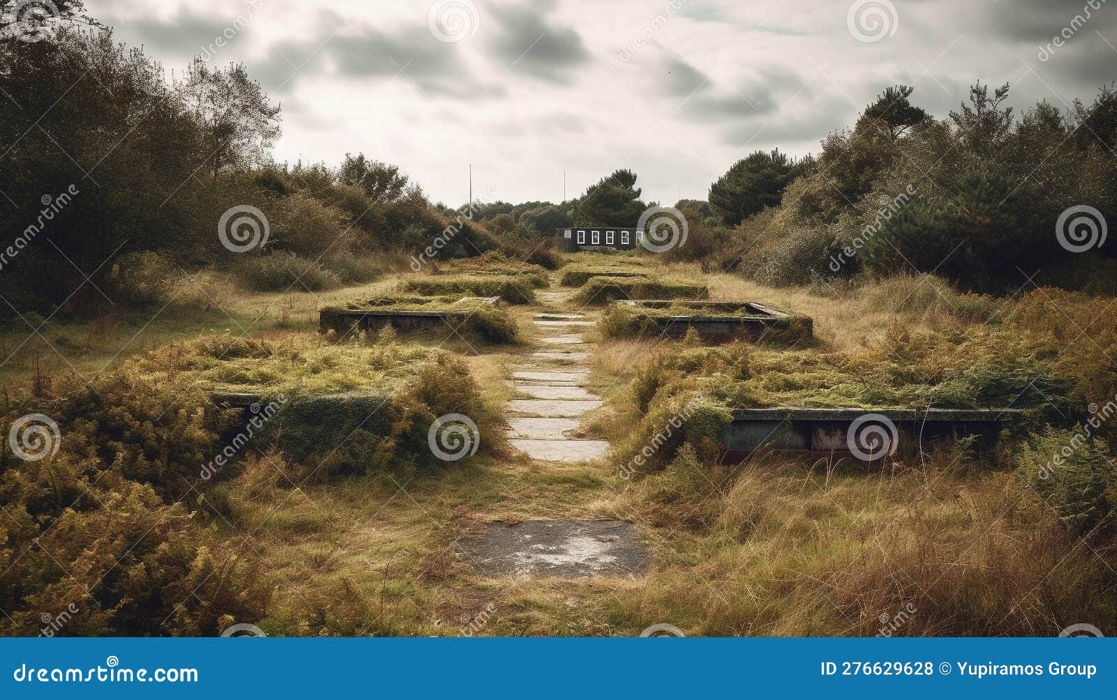 Walking on Footpath through Idyllic Meadow Generated by AI Stock ...