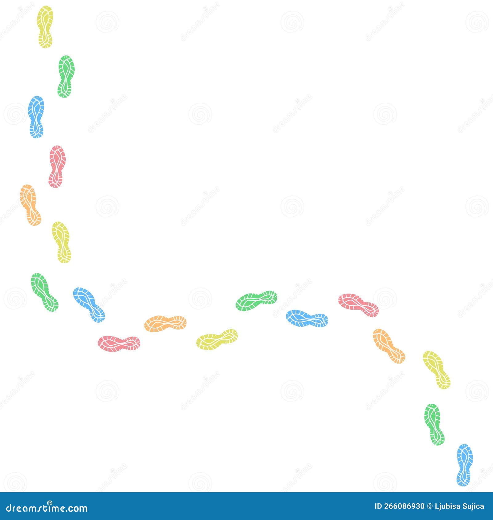 Walking Footstep Trace. Human Footprints Tracking Path on White ...