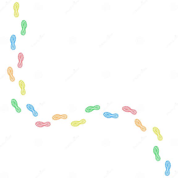 Walking Footstep Trace. Human Footprints Tracking Path on White ...