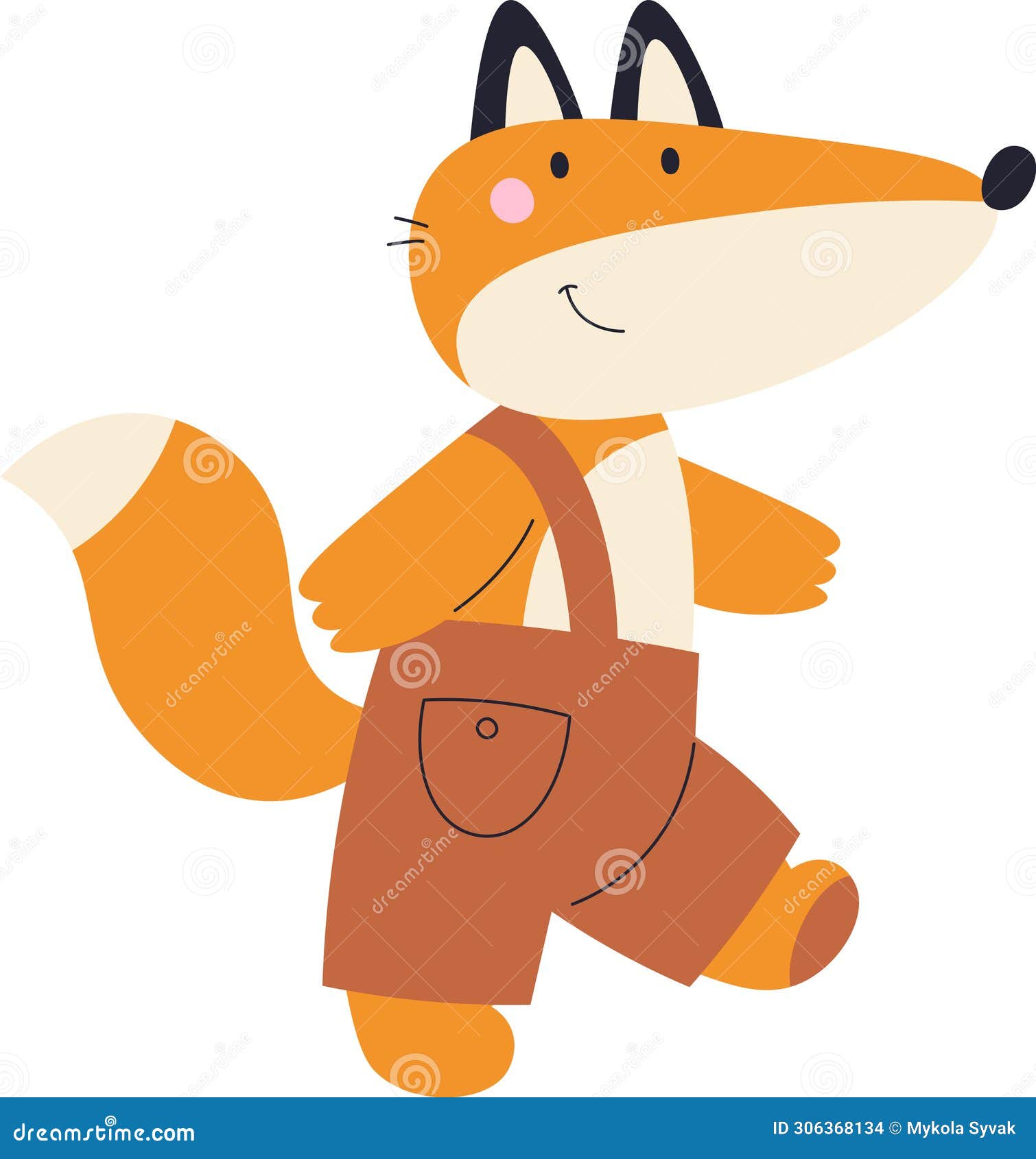 Walking Fox Character stock vector. Illustration of happy - 306368134