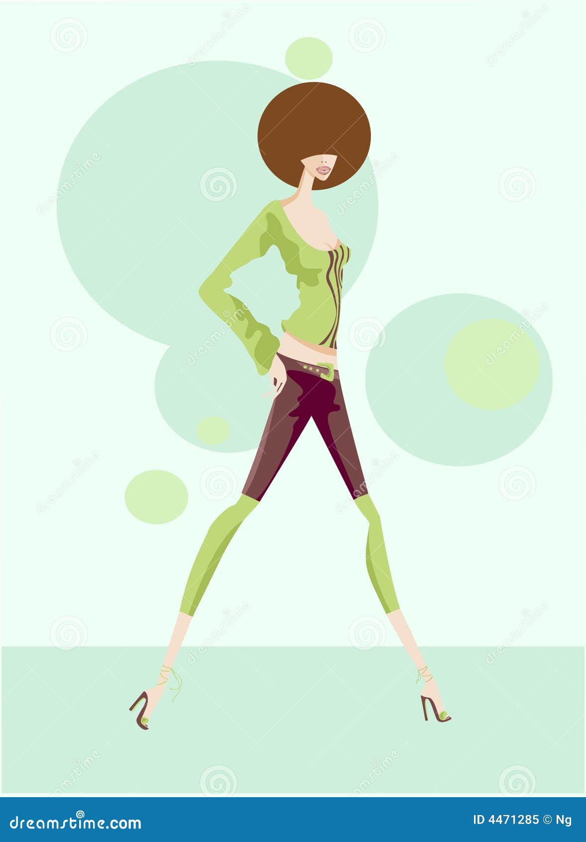 Walking funky girl stock illustration. Illustration of rest - 4471285