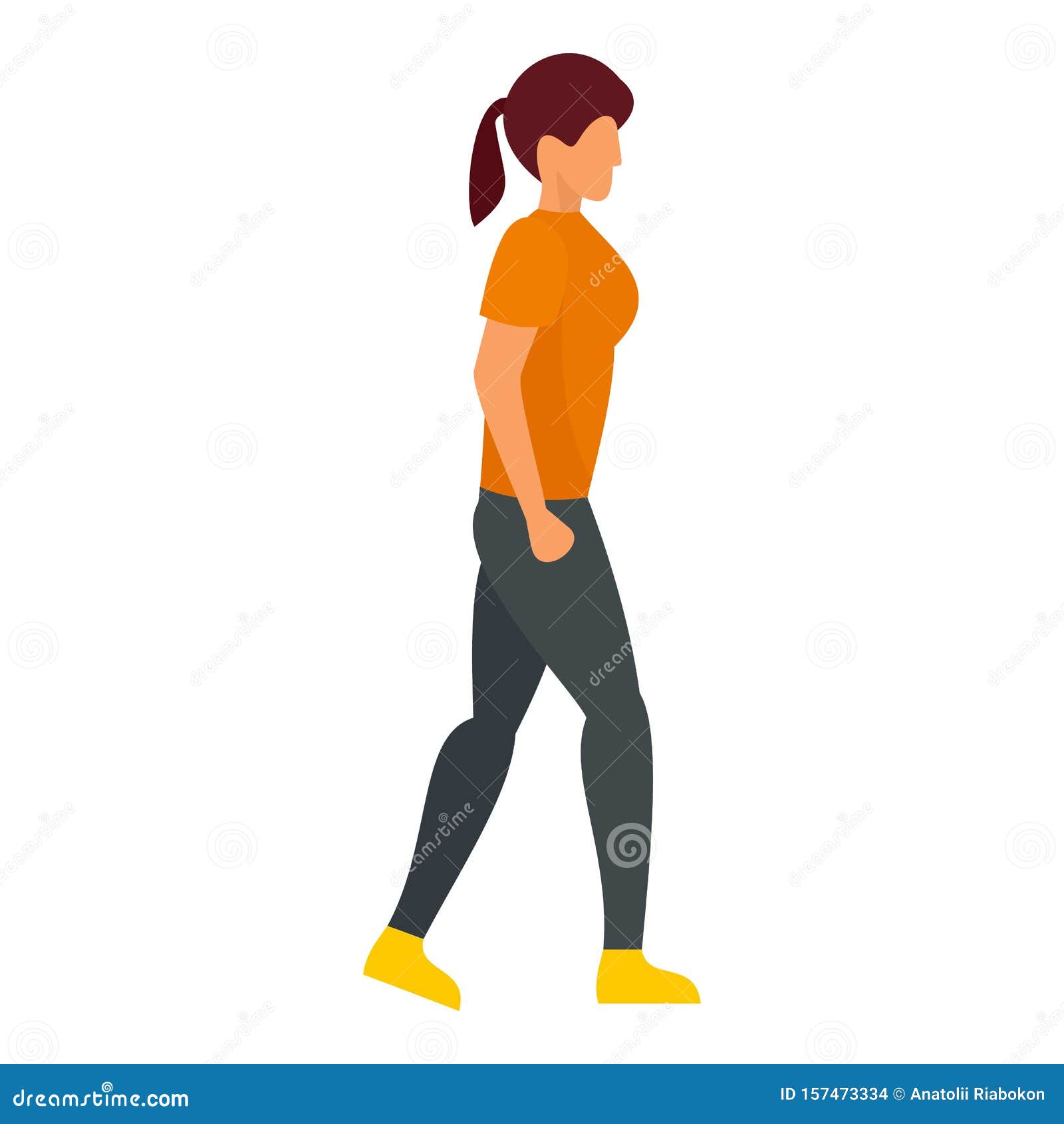 Walking Girl Icon, Flat Style Stock Vector - Illustration of school ...