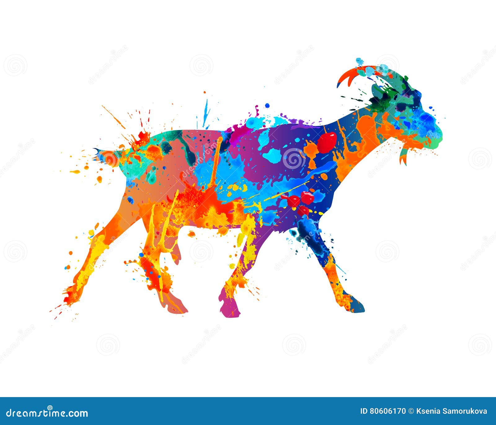 Walking Goat Silhouette of Splash Paint Stock Vector - Illustration of ...