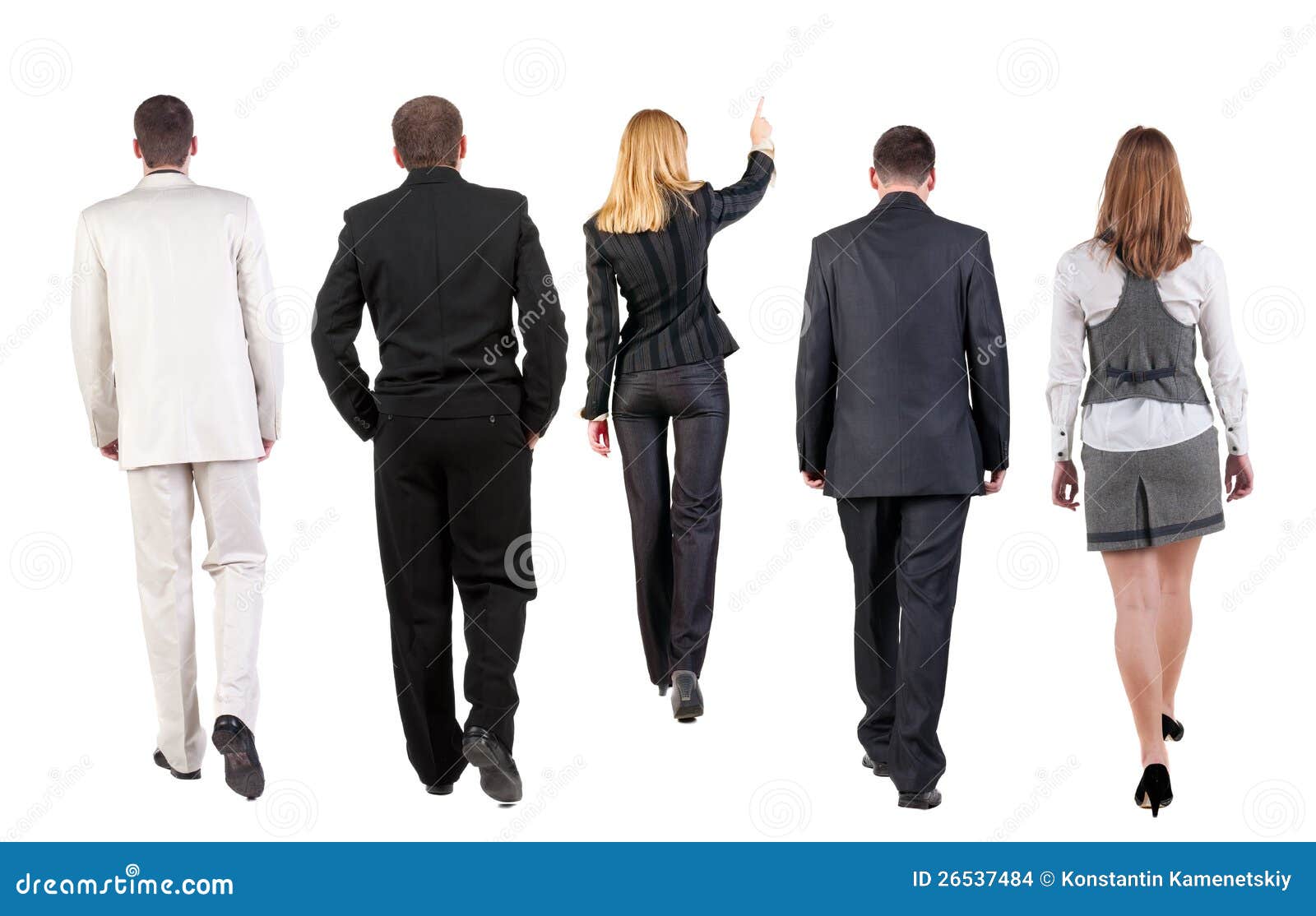 Walking Group of Business Team. Back View Stock Photo - Image of ...
